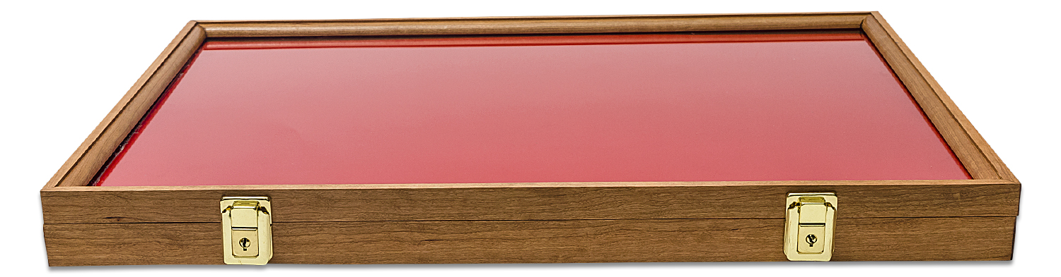 S&D Enterprises Cherry Wood Hinged Display Case 18" x 24" x 1.875 ...