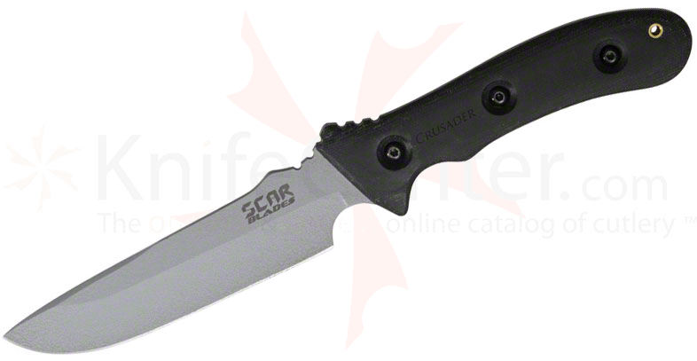 SCAR Blades Crusader Fixed 5-3/8" Gray Blade, Black Micarta Handles ...