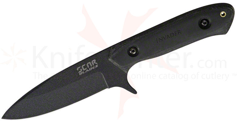 SCAR Blades Invader Fixed 4-3/8" Black Blade, Black Micarta Handles ...