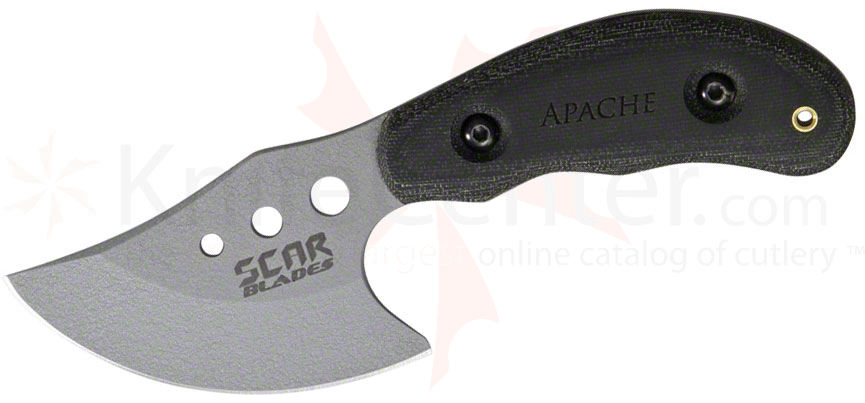 SCAR Blades Apache Fixed 3-3/8" Gray Blade, Black Micarta Handles ...