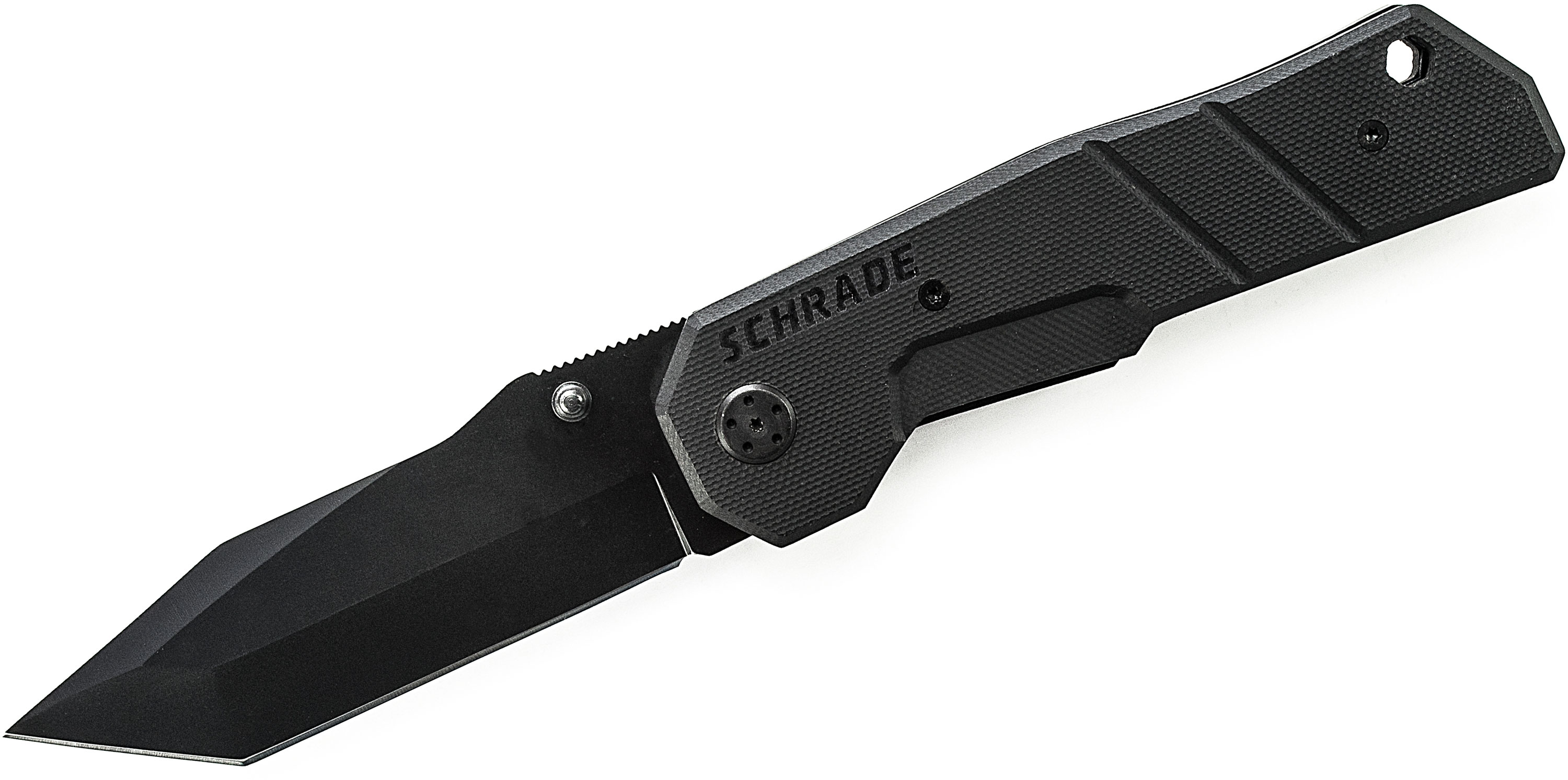 Schrade Tactical Folding 3.6" 9Cr17MoV Black Tanto Blade, Black G10 ...