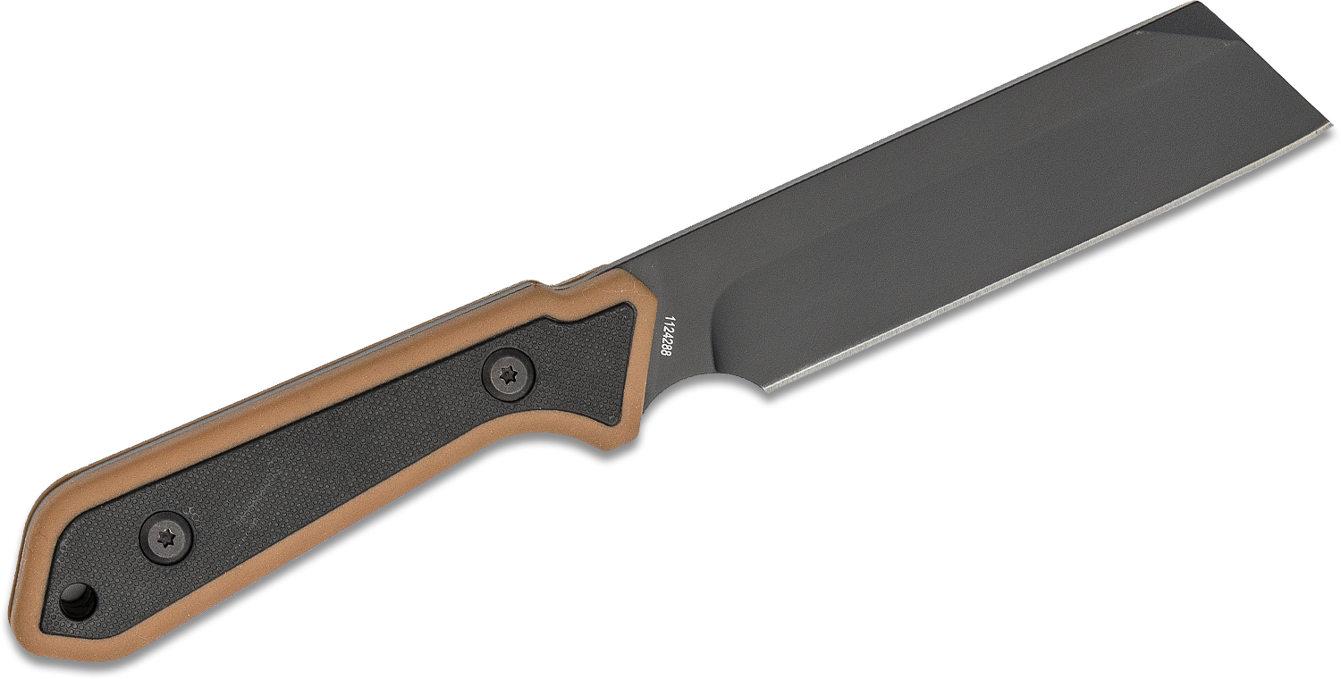 Schrade Fixed Blade Knife 4.25" Black Cleaver-Style Blade, Black/Tan ...