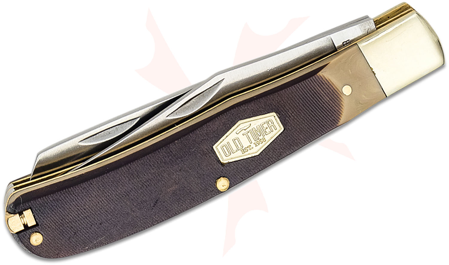 Schrade SCH96OT Old Timer Bearhead Trapper 4.125" Closed, Brown Sawcut ...