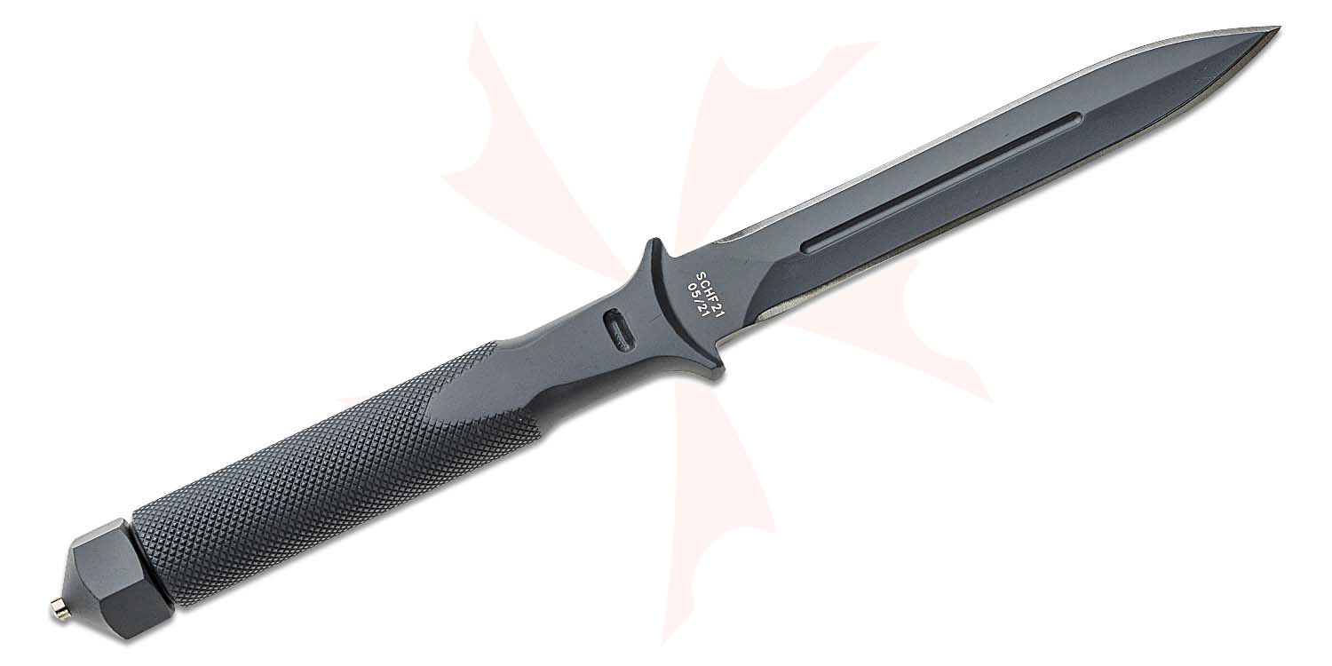 Schrade SCHF21 Tactical One-Piece Knife 4.5" 1070 Double Edge Spear ...