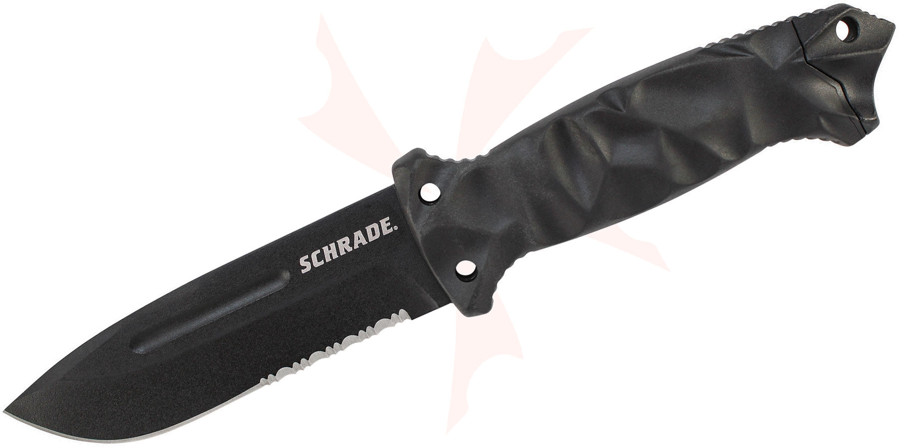 Schrade SCHF40 Drop Point Fixed 5.1" Black 420J2 Combo Blade, TPE ...