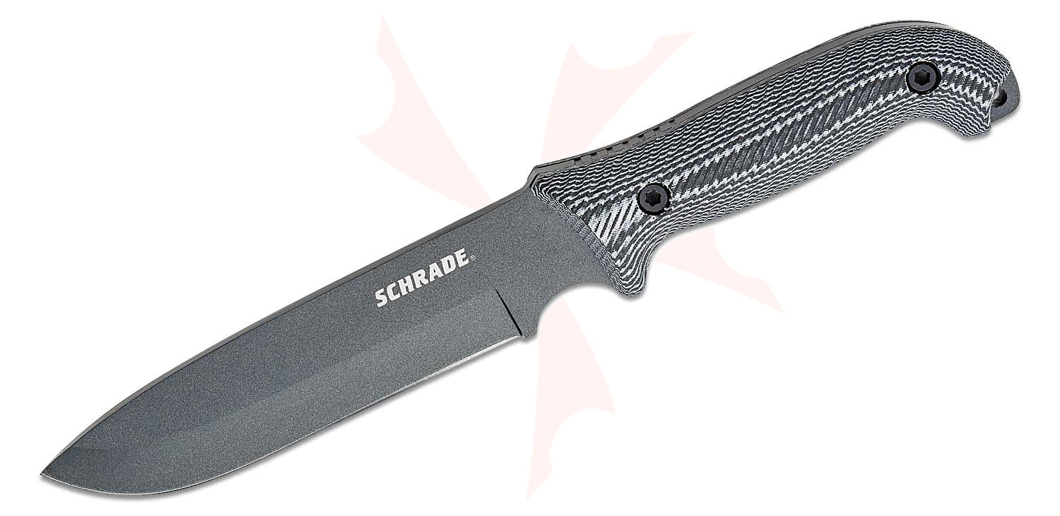 Schrade SCHF52M Frontier 7.04" Black Powder Coated Carbon Fixed Blade ...