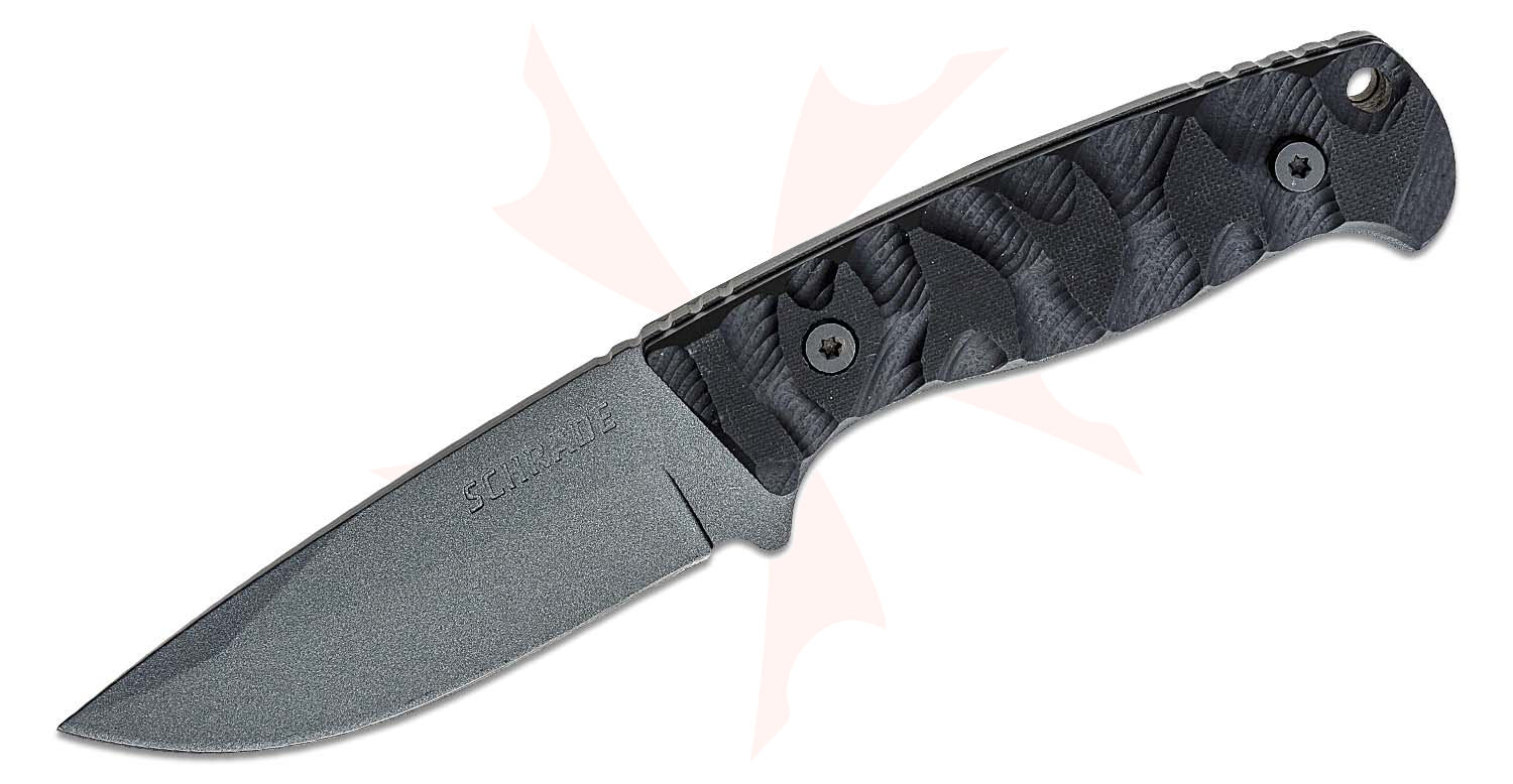 Schrade SCHF59 Fixed 3.83" Black 65Mn Carbon Blade, Milled G10 Handles ...