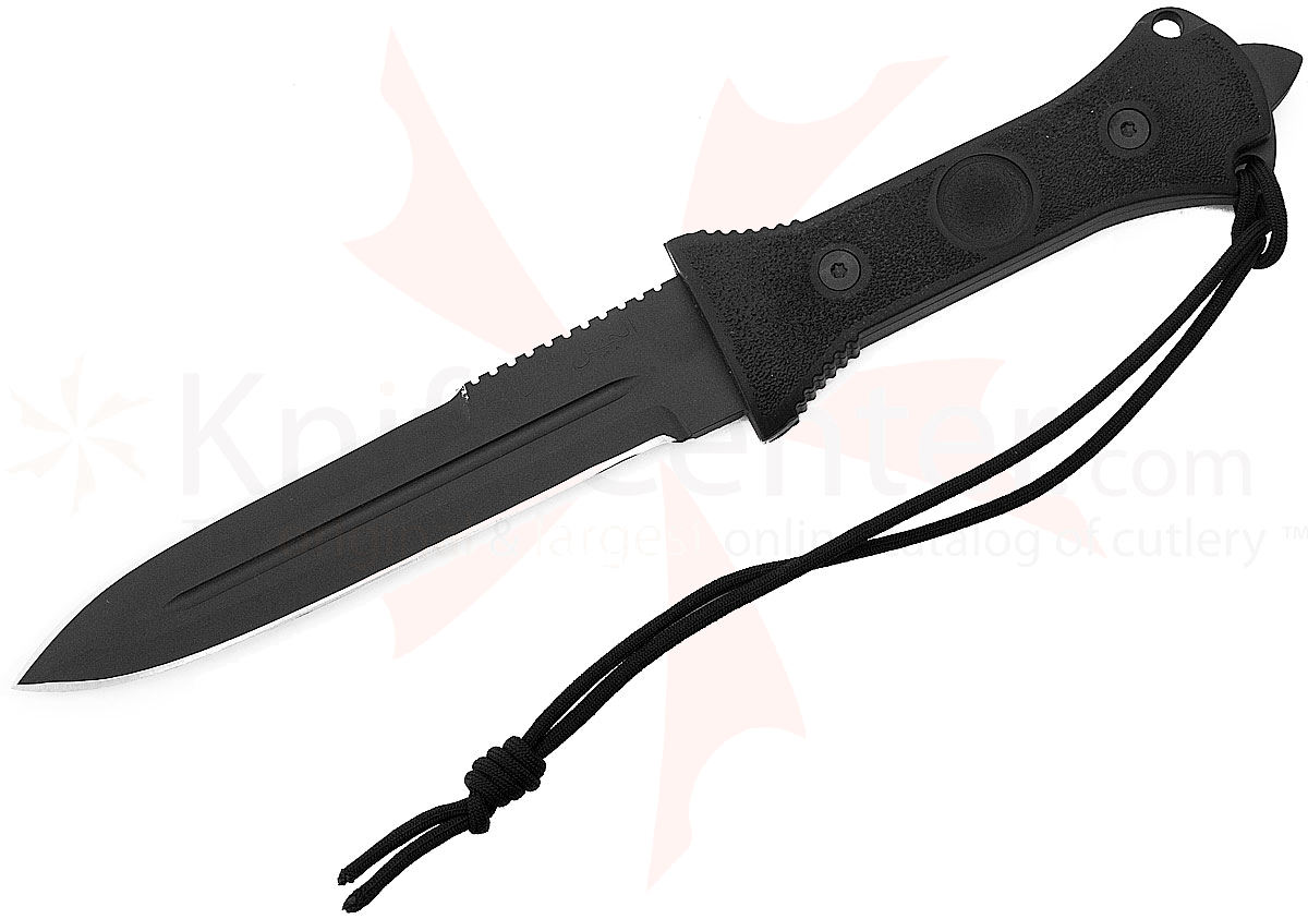 Scorpion Knives Dagger Fighting Knife, 7" Black Plain Double Edge Blade ...