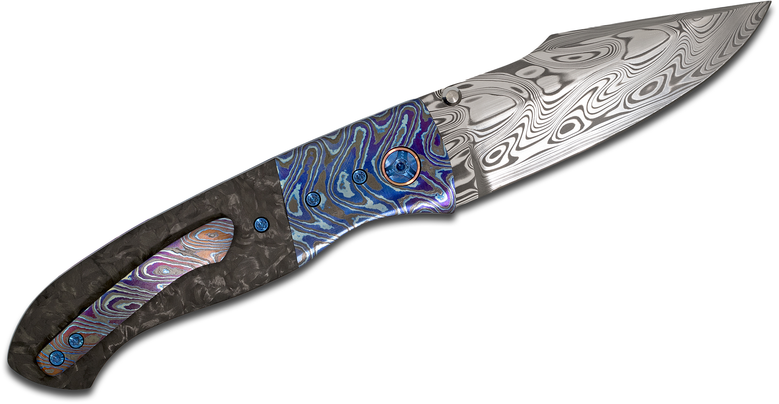 Sean O'Hare Custom F2K Folding Knife 3.5" Thor Damasteel Blade, Marble ...