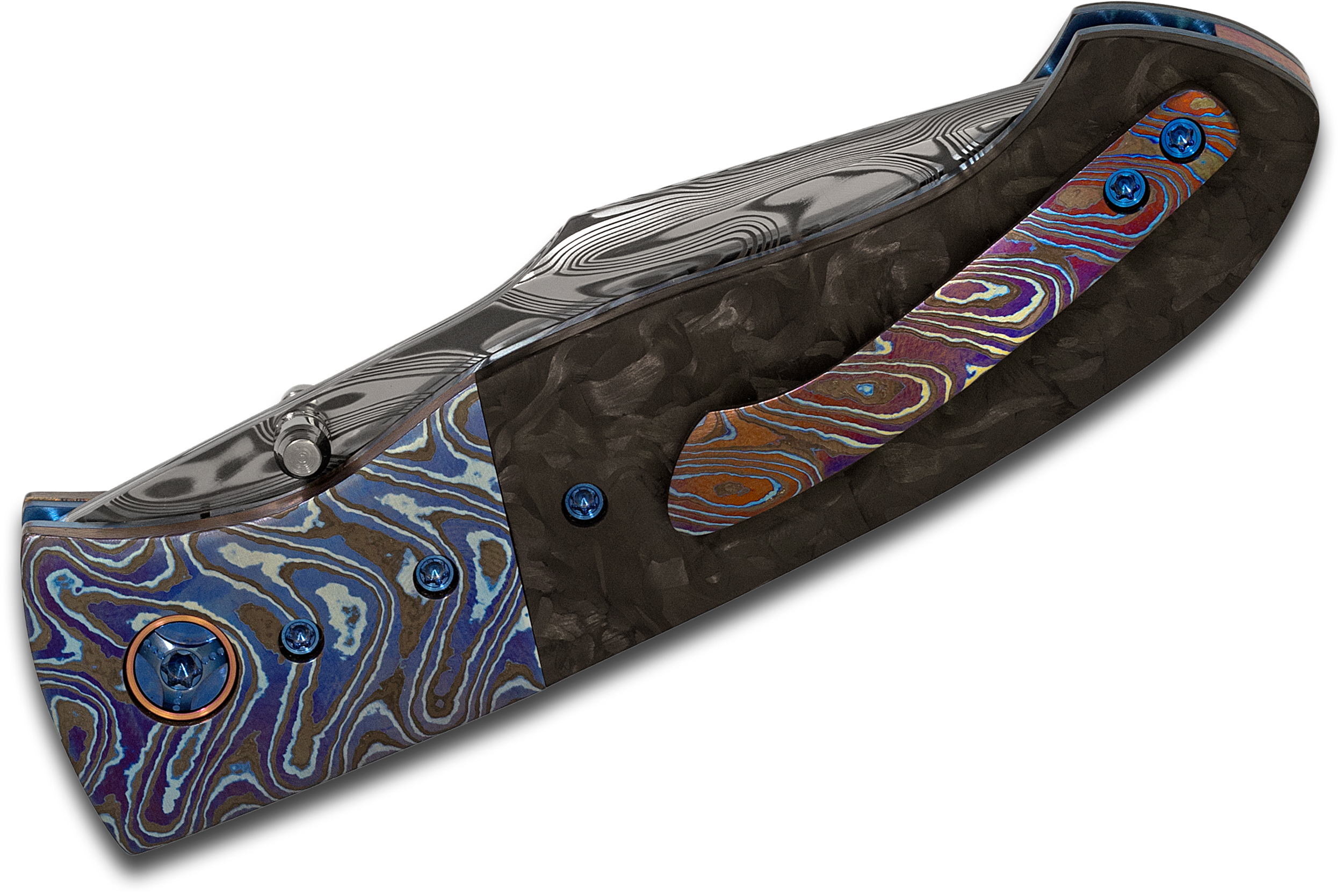 Sean O'Hare Custom F2K Folding Knife 3.5" Thor Damasteel Blade, Marble ...