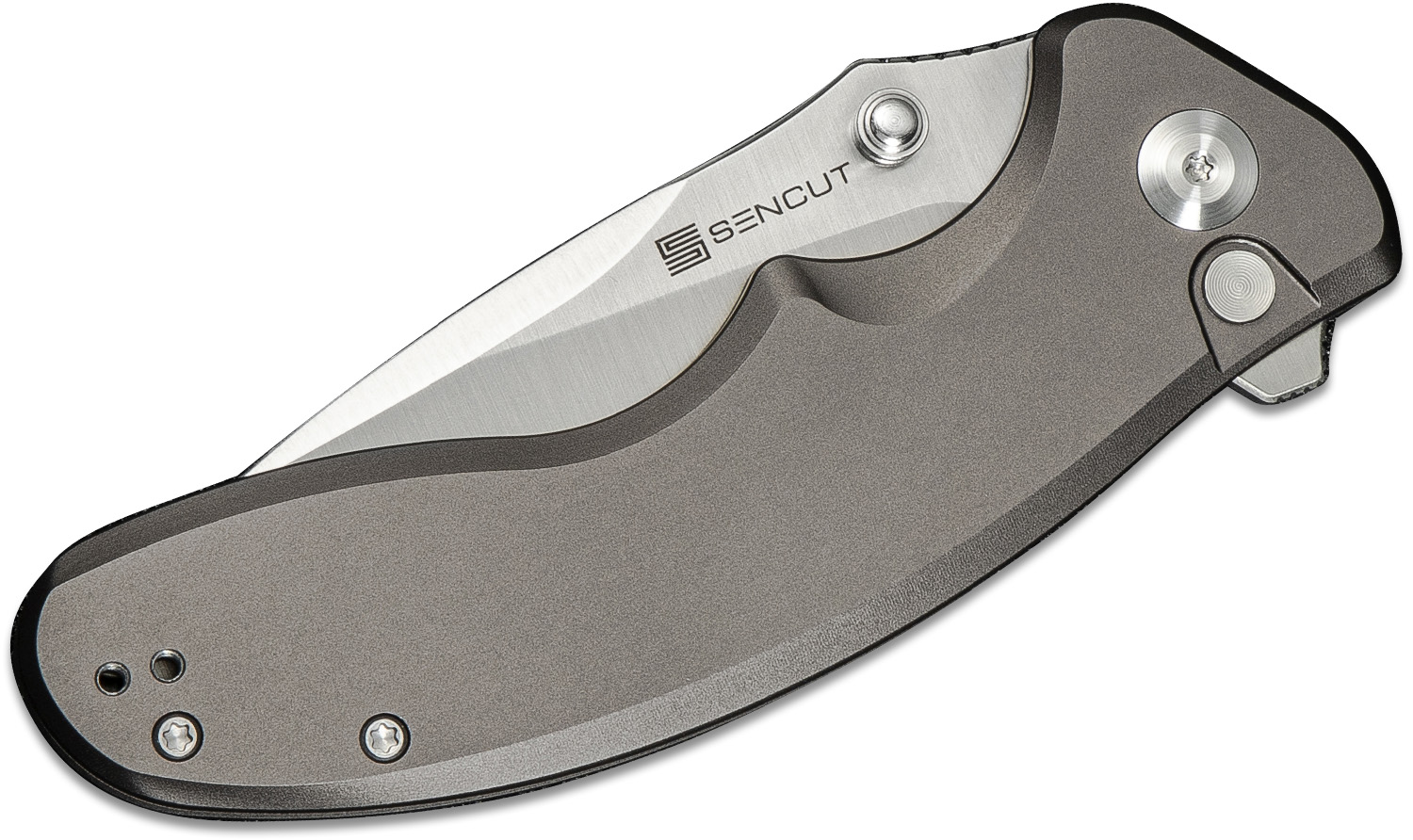 Sencut Knives Cybrix Button Lock Flipper Knife 3.46" Satin Drop Point ...