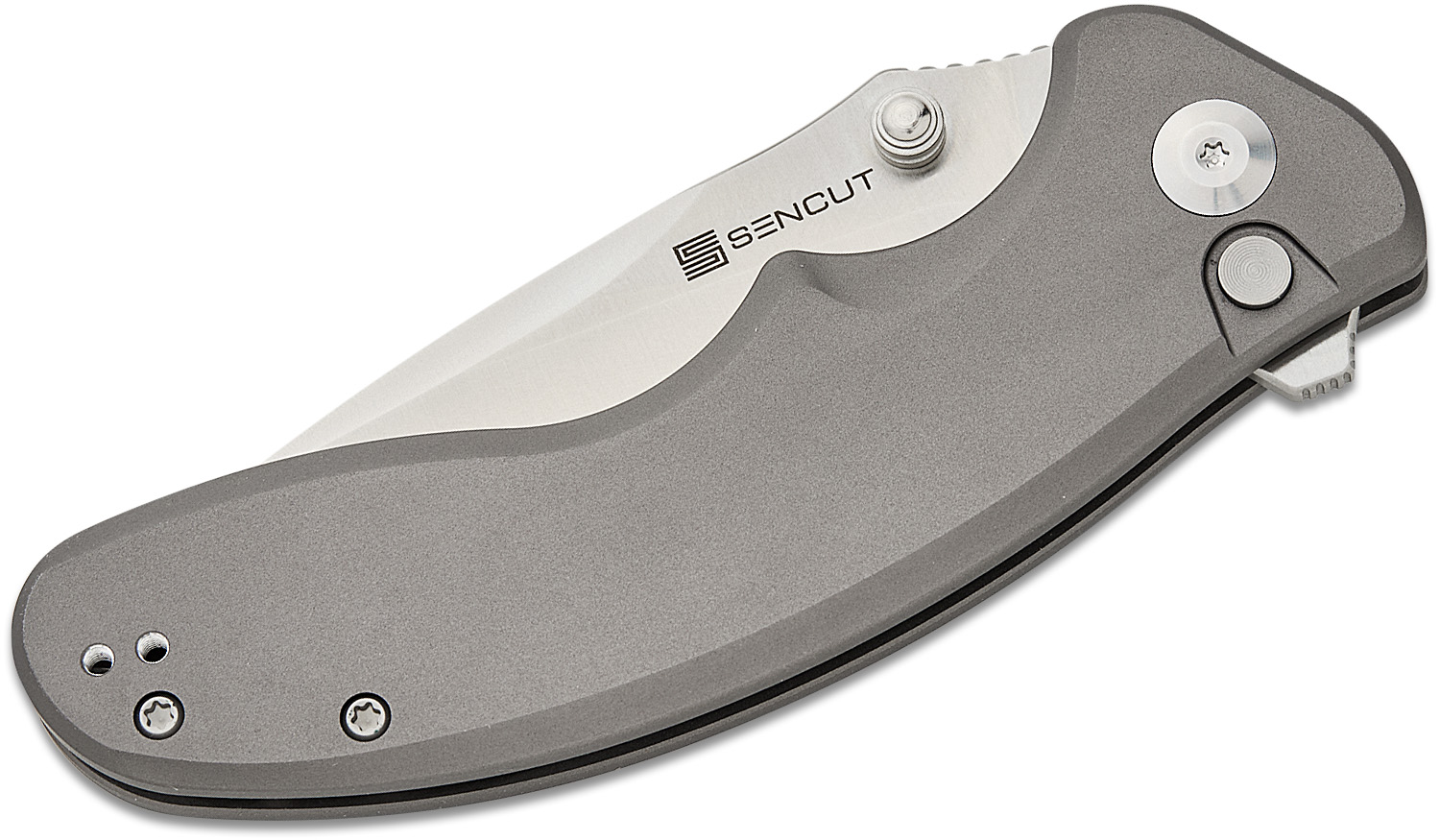Sencut Knives Cybrix Button Lock Flipper Knife 3.46" Satin Drop Point ...