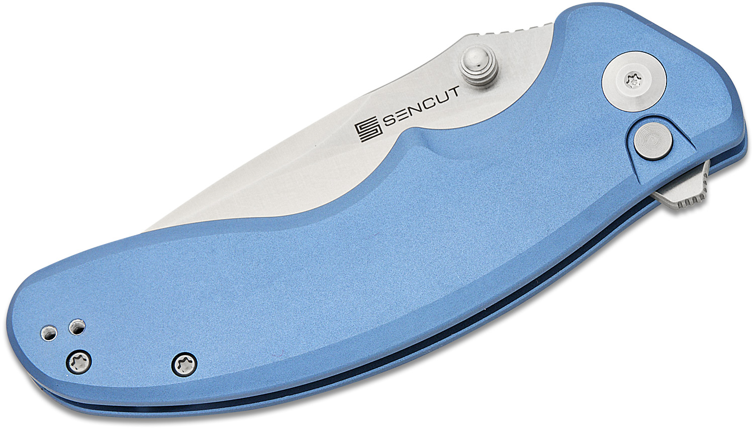Sencut Knives Cybrix Button Lock Flipper Knife 3.46" Satin Drop Point ...
