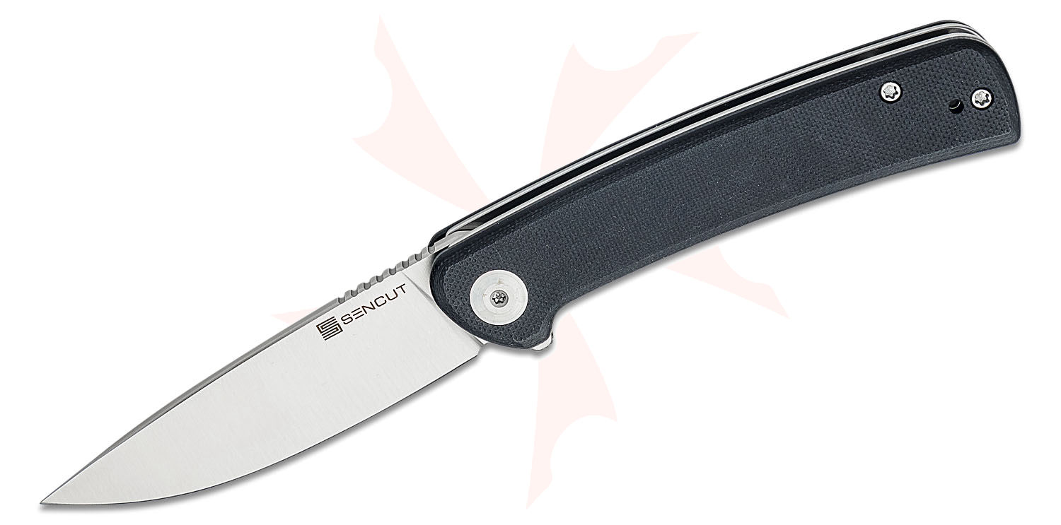 Sencut Knives SA09A Neches Flipper Knife 3.2" Satin 10Cr15CoMoV Drop ...