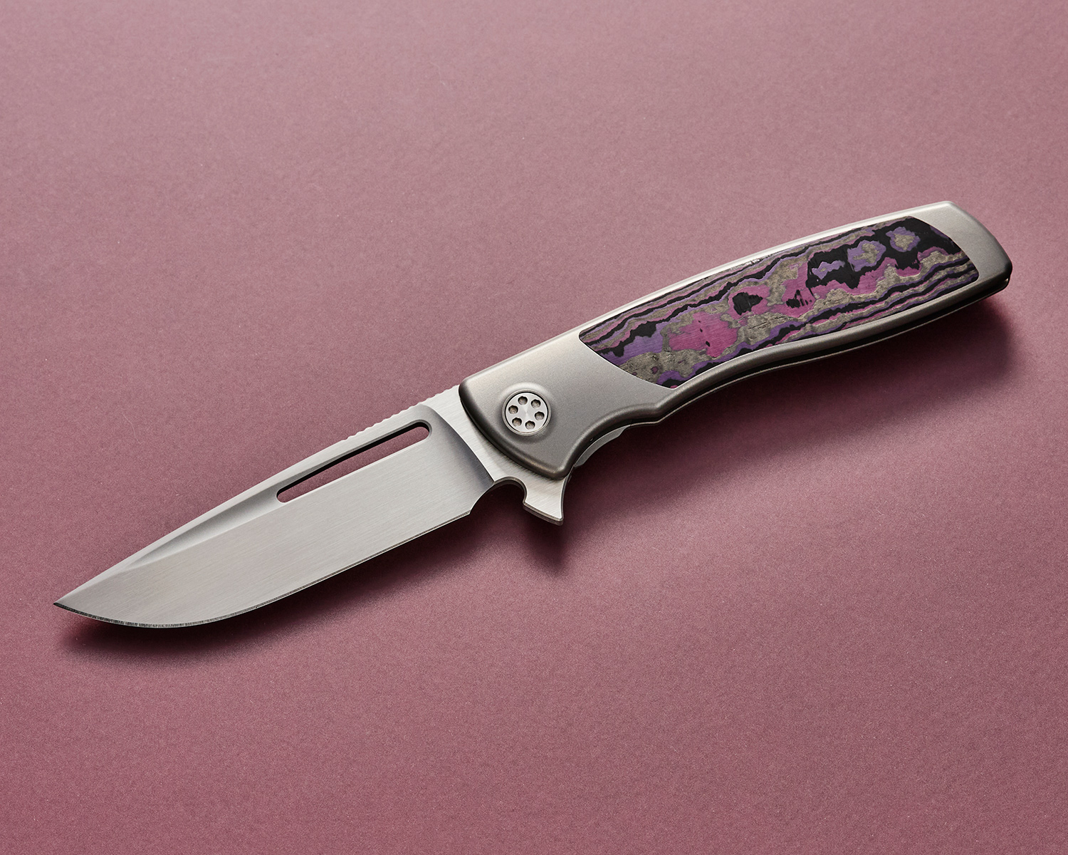 SharpByDesign Production Mini Evo Flipper Knife 3.375" M390 Satin Drop Point Blade, Glass ...