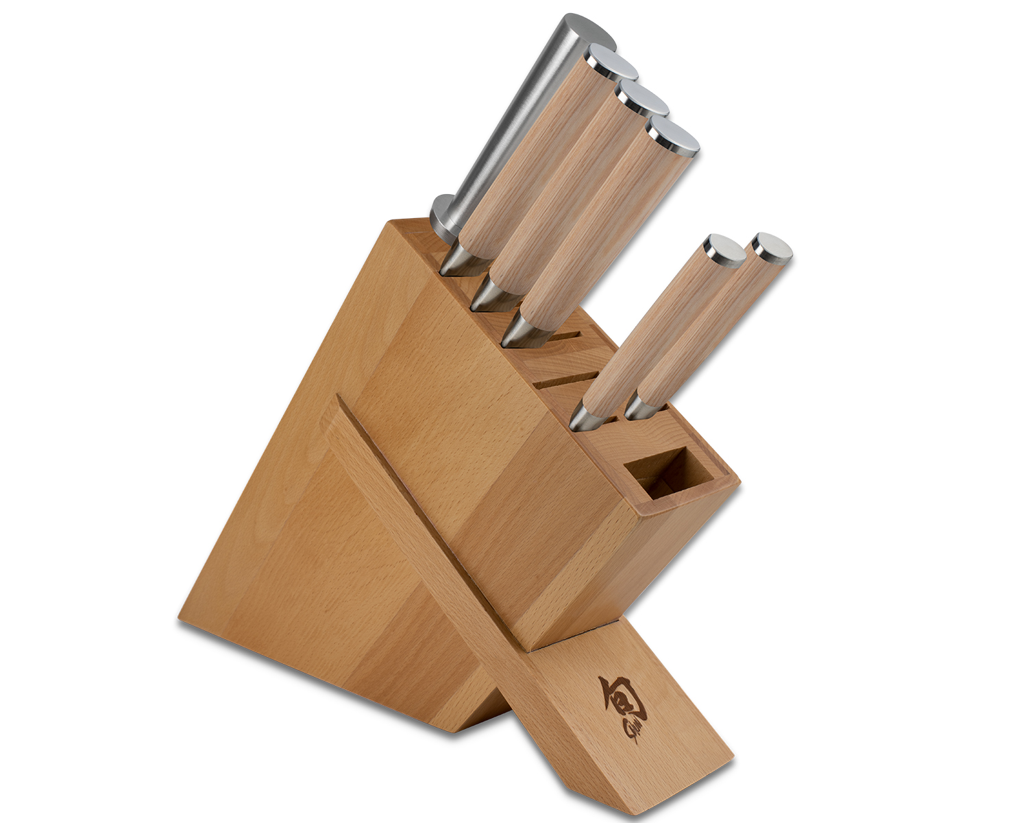 Shun DMS0725W Classic Blonde 7-Piece Block Set, VG-MAX Damascus Blades ...