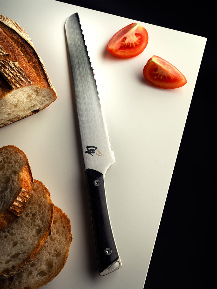 Shun GPT0705 Kazahana Bread Knife 9" AUS10A Satin Blade, Ebony ...
