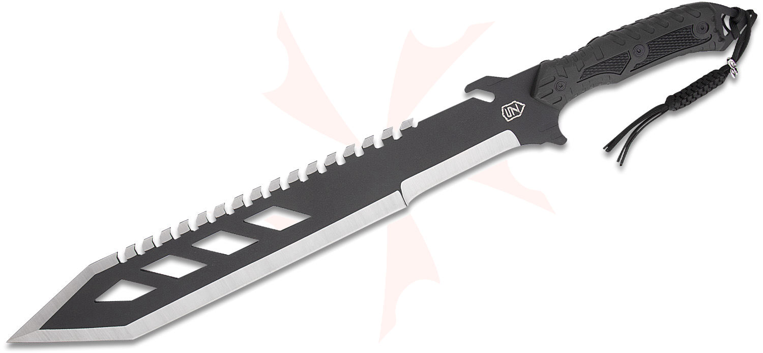 Sierra Zulu Trident Sawback Machete 17.75" Two-Tone Spear Point Machete ...