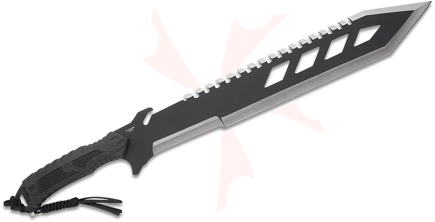 Sierra Zulu Trident Sawback Machete 17.75" Two-Tone Spear Point Machete ...