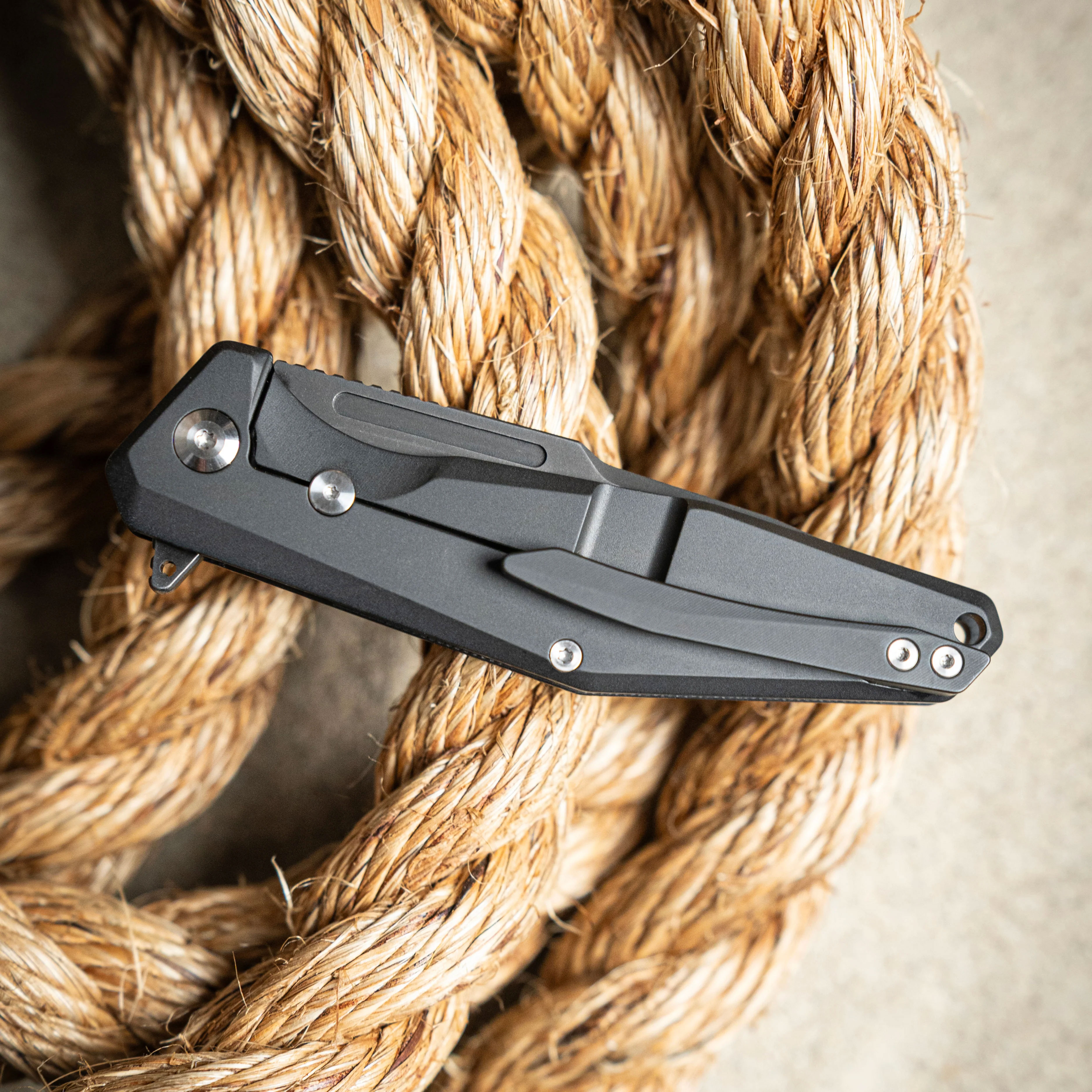 Skallywag Tactical Iron Jaw Frame Lock Flipper Knife 3.4" D2 Black PVD ...