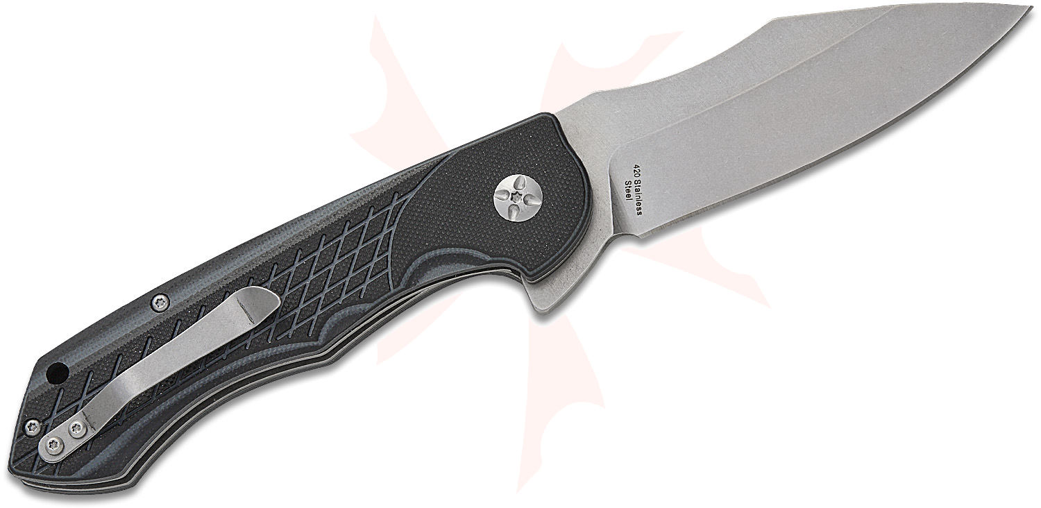 Skallywag Tactical Jolly Roger Liner Lock Flipper Knife 4" Stonewashed ...