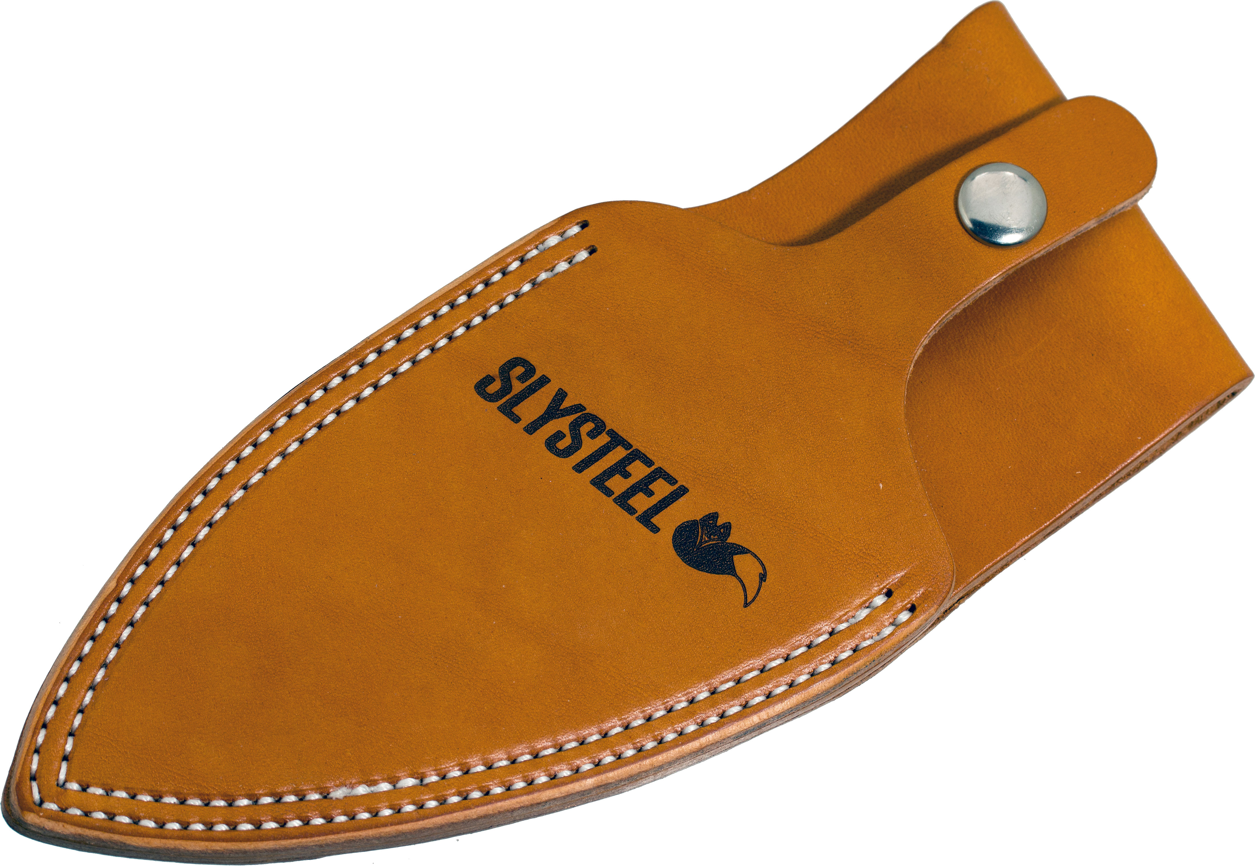 SLYSTEEL Knives Shark Tooth Hunter Natural Leather Sheath, Button ...