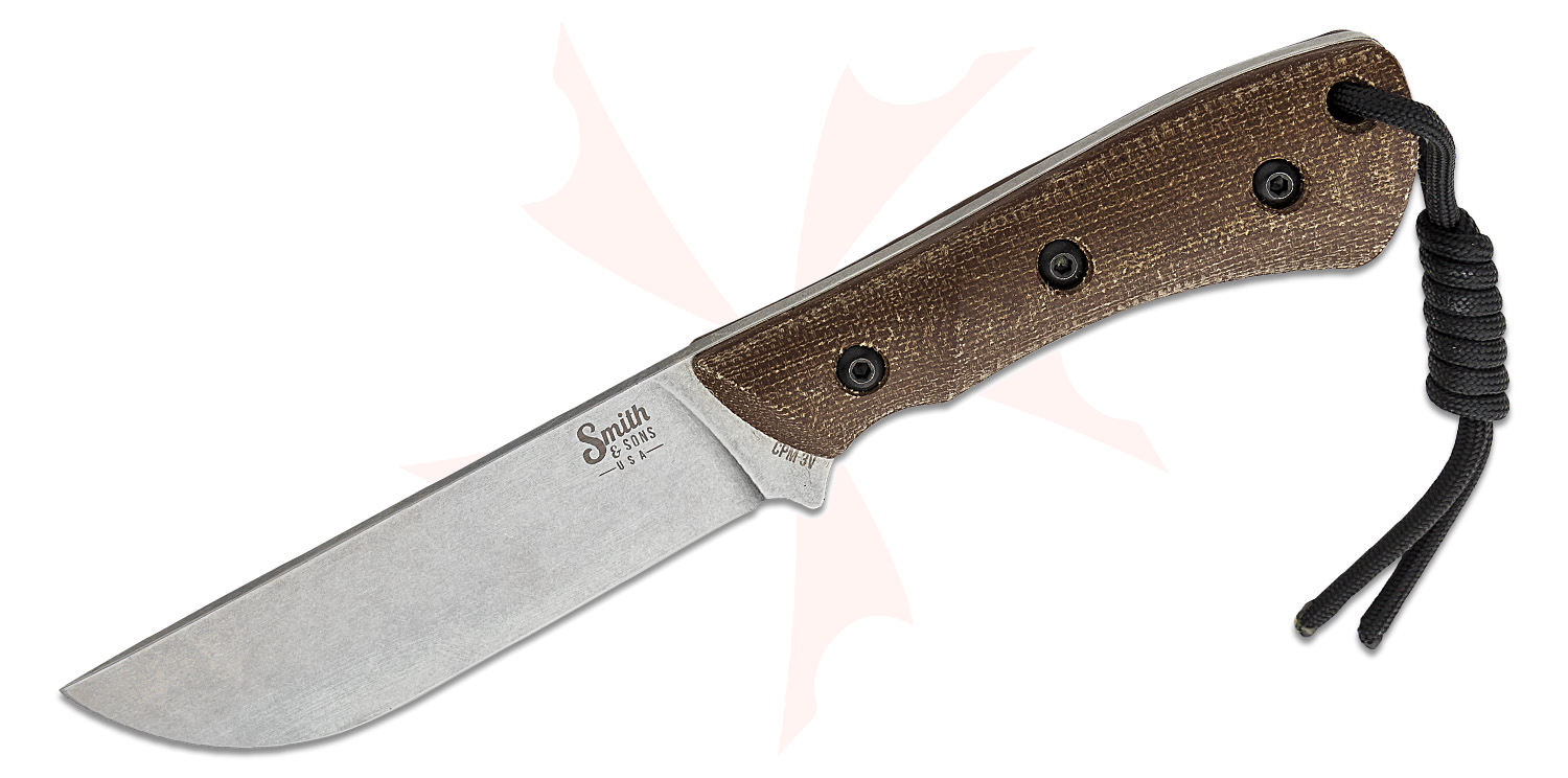 Smith & Sons Delta Fixed Blade Knife 4.75" CPM-3V Stonewashed Drop ...