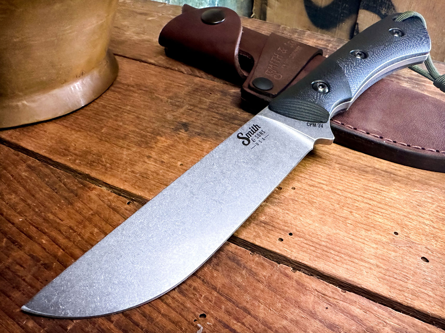 Smith & Sons Delta Fixed Blade Knife 4.75" CPM-3V Stonewashed Drop ...