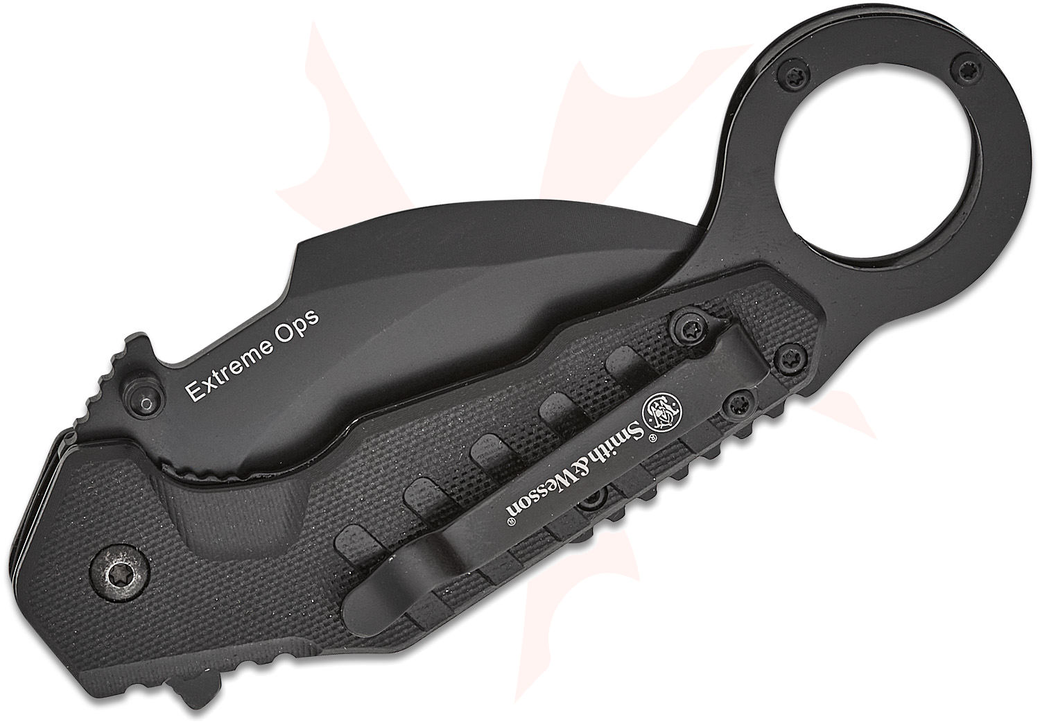 Smith & Wesson Extreme Ops Assisted Karambit Flipper Knife 3" 8Cr Black ...