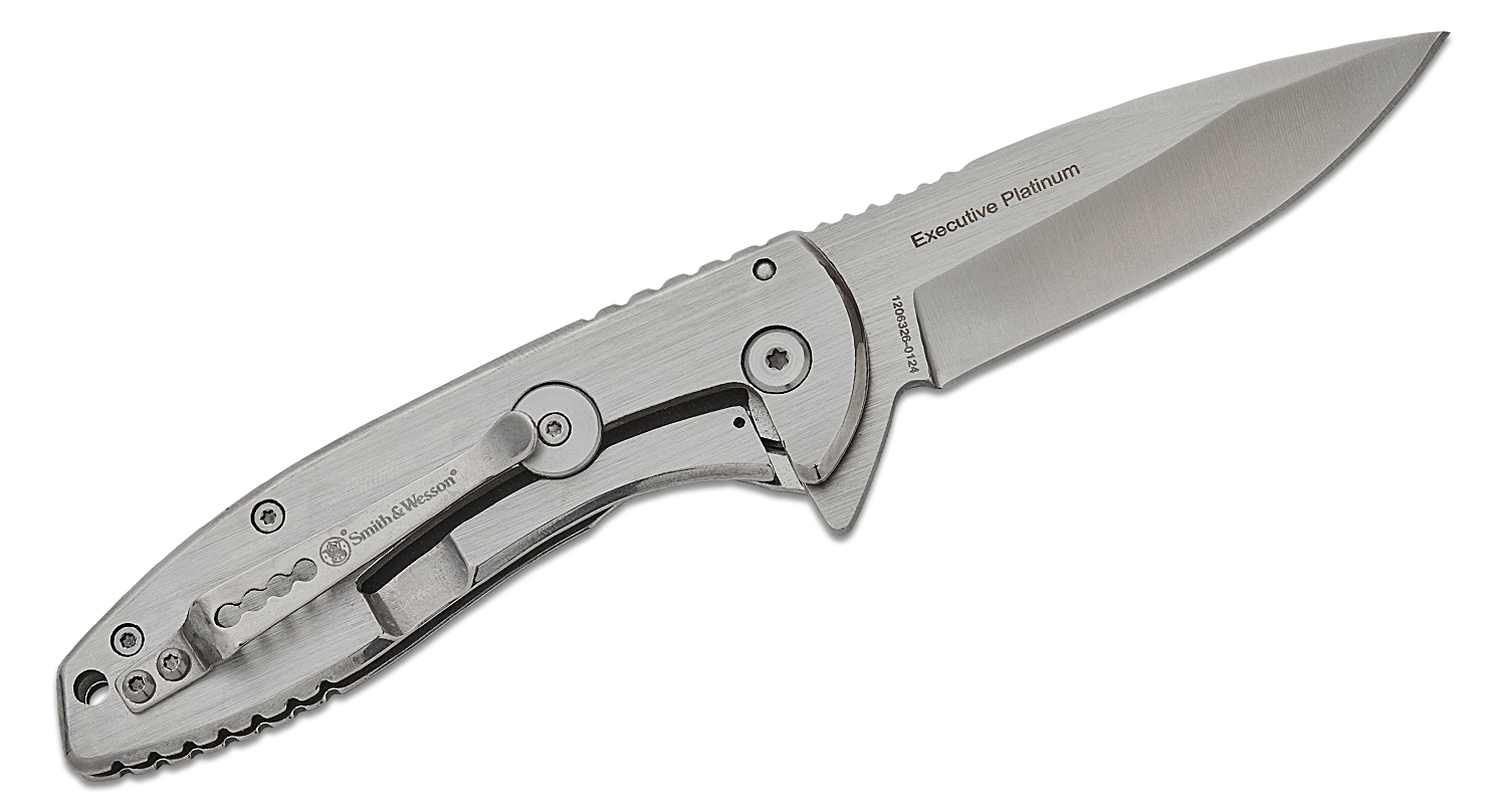 Smith & Wesson Executive Platinum Frame Lock Folding Knife 3" Satin ...