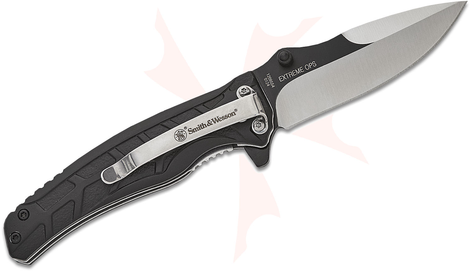 Smith & Wesson Extreme Ops Two-Tone Drop Point Flipper Knife 3" 3Cr Two ...