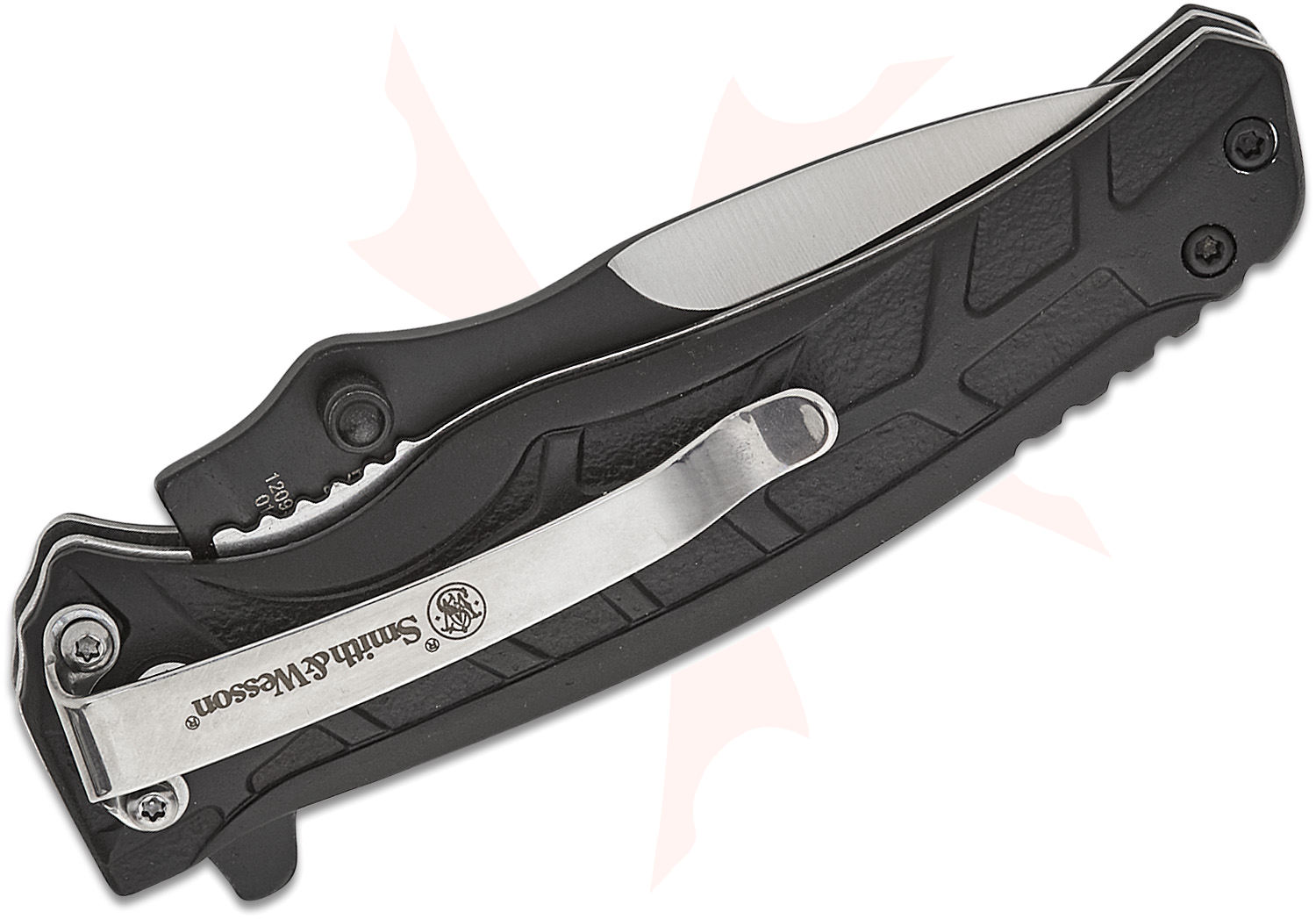 Smith & Wesson Extreme Ops Two-Tone Drop Point Flipper Knife 3" 3Cr Two ...