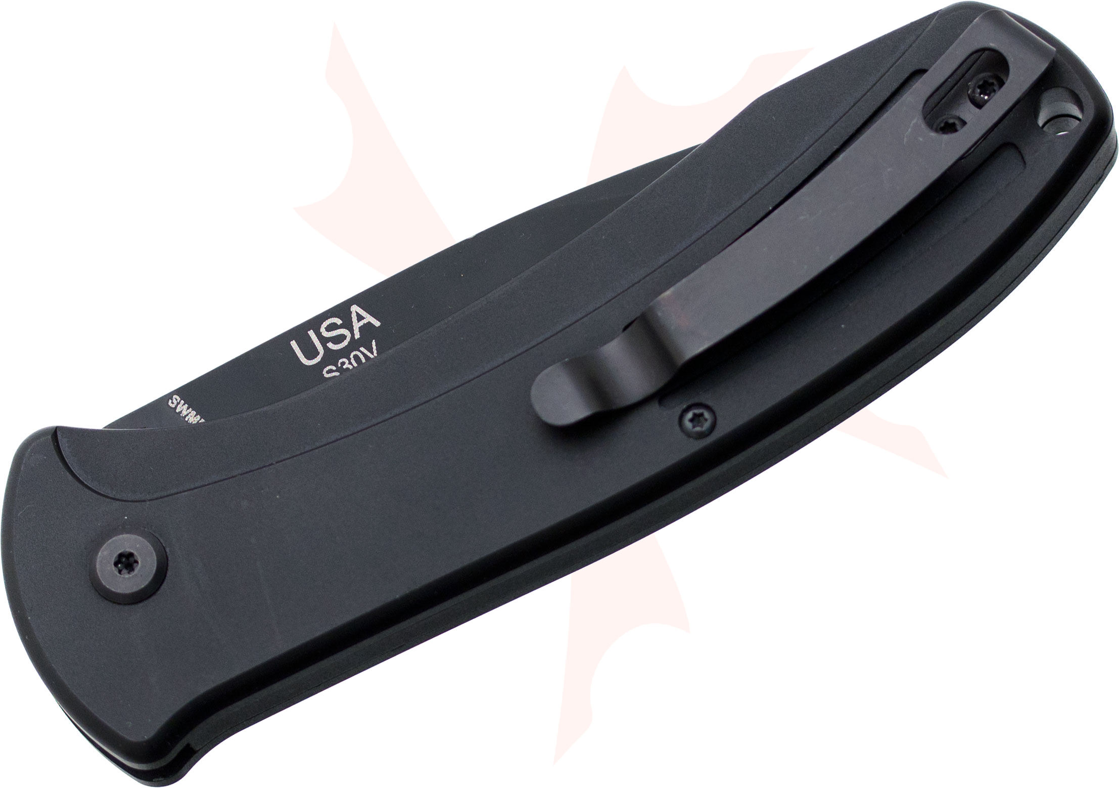 Smith & Wesson USA Made AUTO 3-1/2" Black S30V Plain Tanto Blade ...