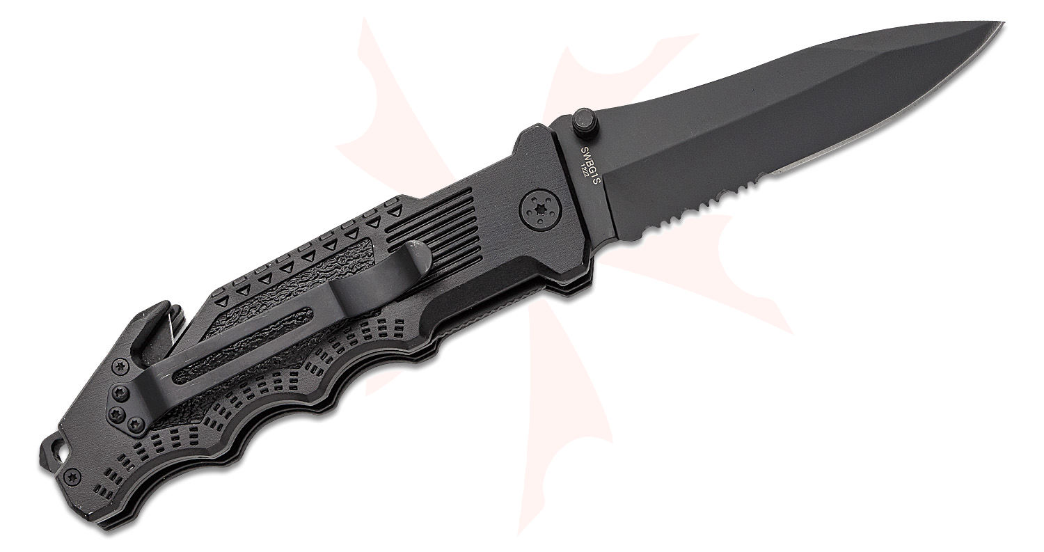 Smith & Wesson Border Guard SWBG1S Folding Knife 4.3" Black Drop Point ...