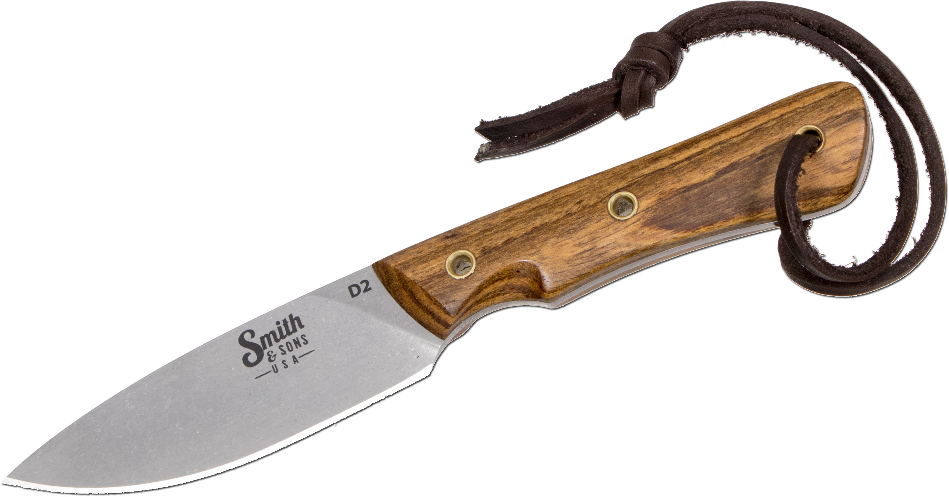Smith & Sons Brave Fixed 3.5" D2 Polished Stonewash Blade, Bocote Wood ...