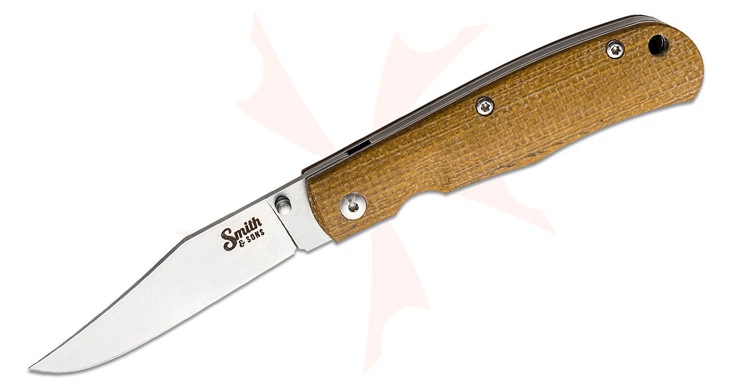 Smith & Sons Cypress Trapper Liner Lock Folding Knife 3.375" D2 Stonewashed Clip Point Blade ...