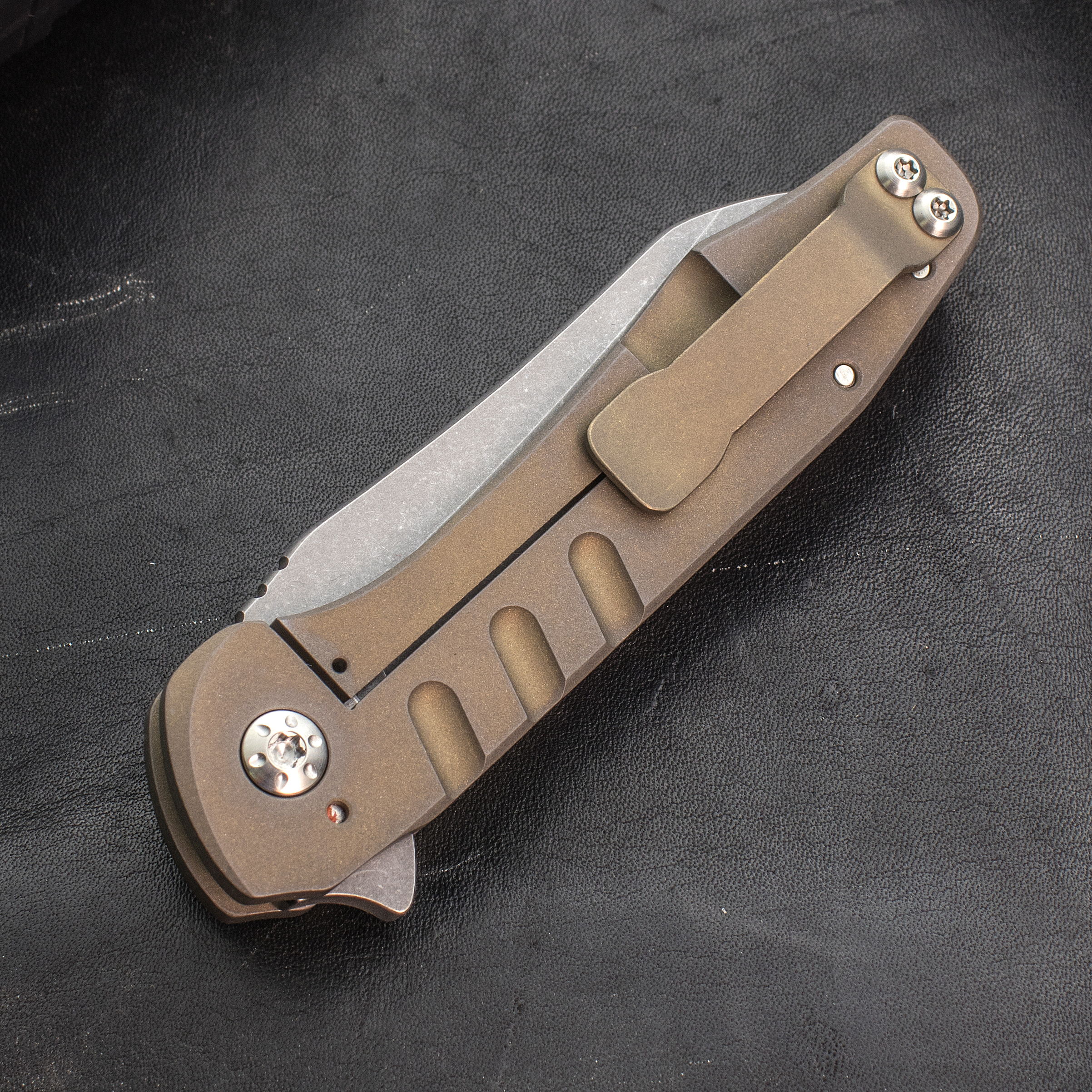 Smock Knives Custom SK45 Flipper 3.125" S30V Sheepsfoot Blade, Bronze ...