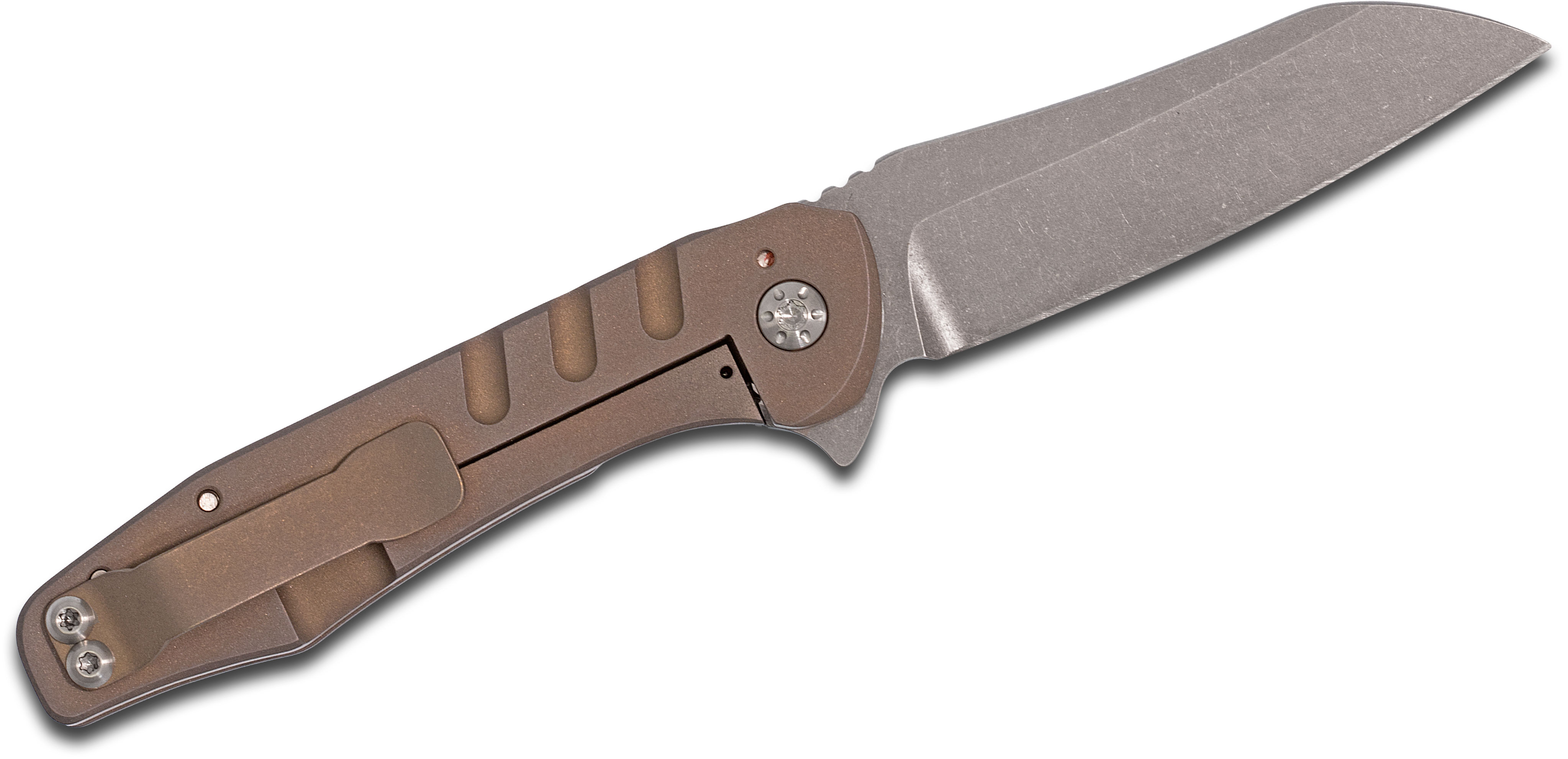 Smock Knives Custom SK45 Flipper 3.125" S30V Sheepsfoot Blade, Bronze ...