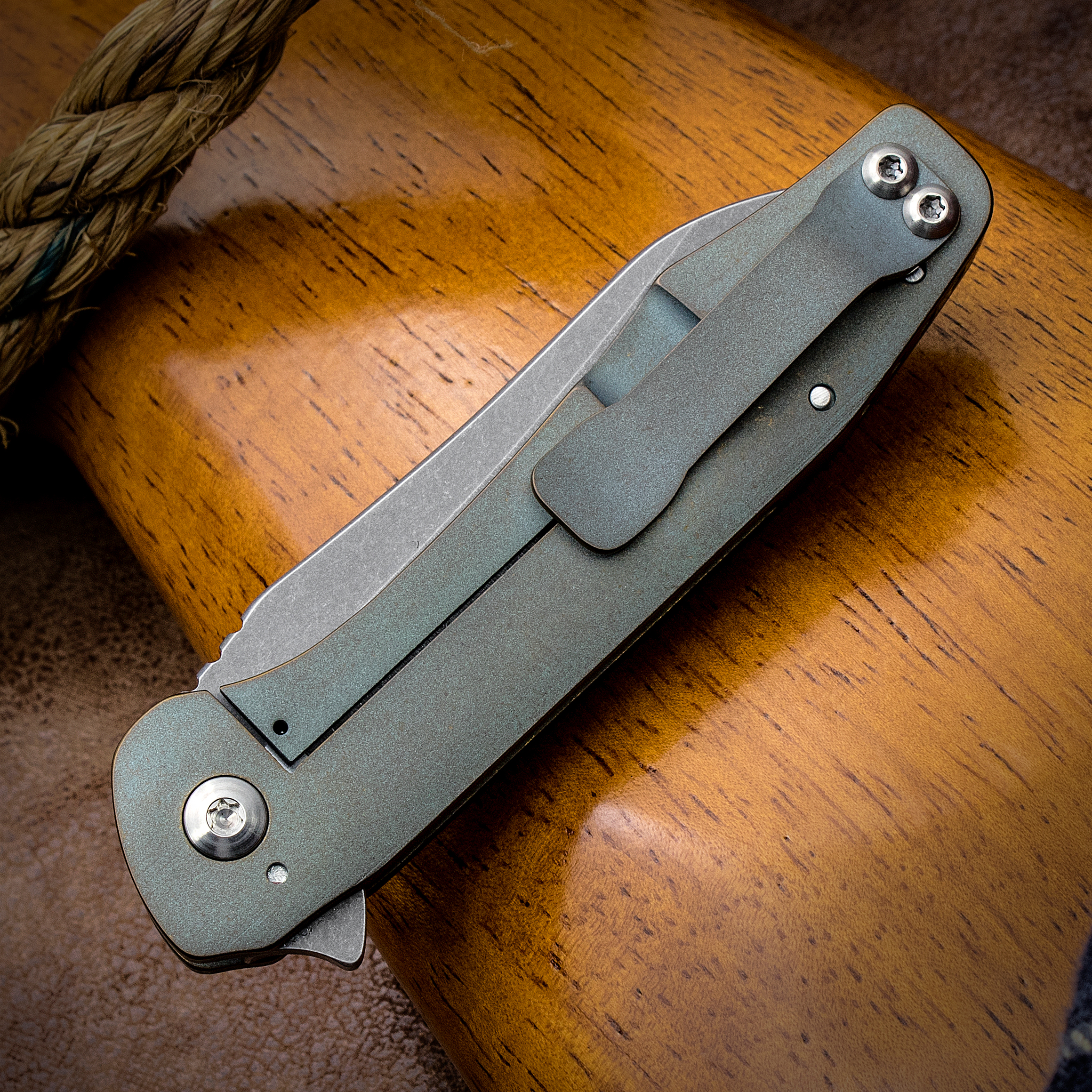 Smock Knives Custom SK45 Flipper 3.125" S30V Sheepsfoot Blade, Antique ...