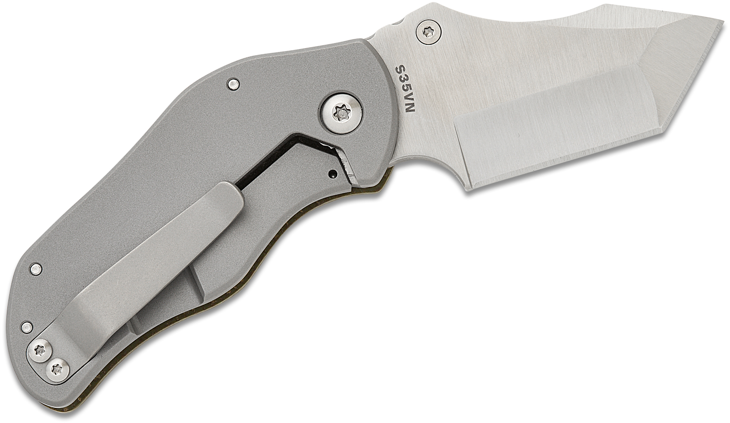 Sniper Bladeworks AP Tanto Folding Knife 2.28" S35VN Satin Compound Tanto Blade, OD Green Burlap ...