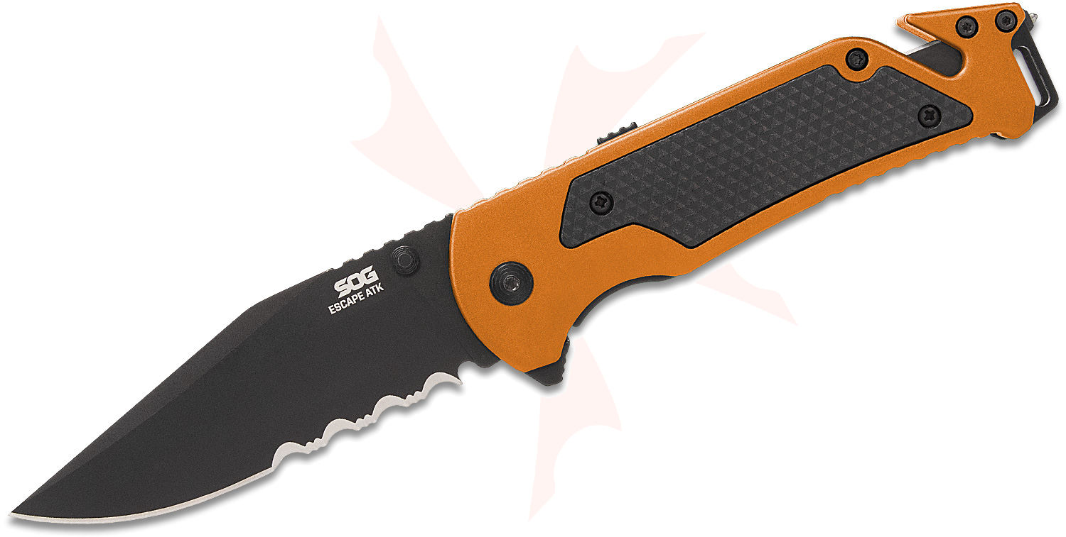 SOG Escape ATK 2.0 Assisted Liner Lock Rescue Flipper Knife 3.5" AUS-8 ...