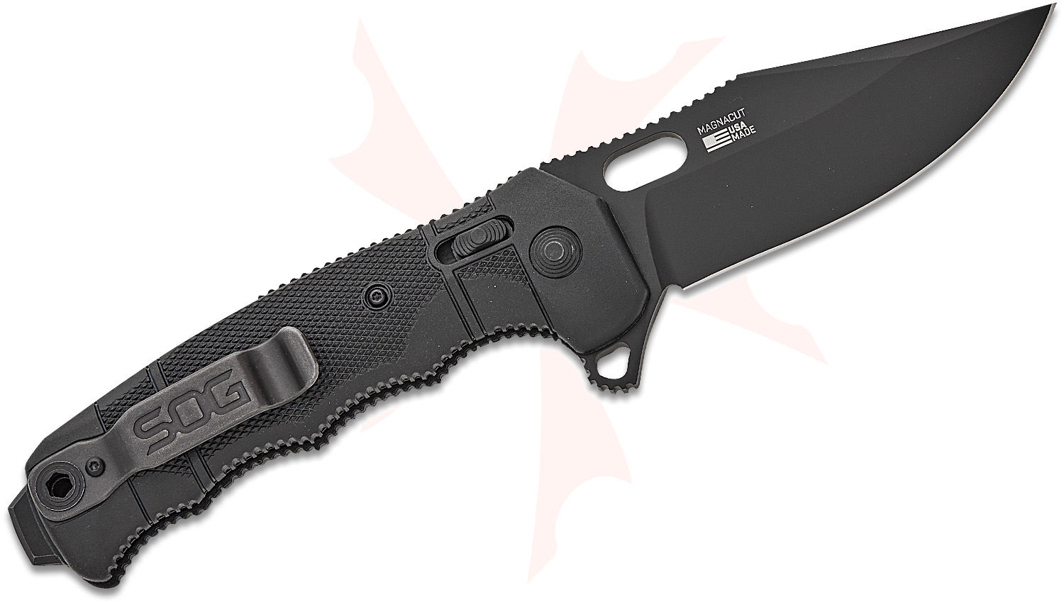 SOG SEAL XR Ti Crossbar Lock Flipper Knife 3.9" CPM-MagnaCut Black TiNi ...