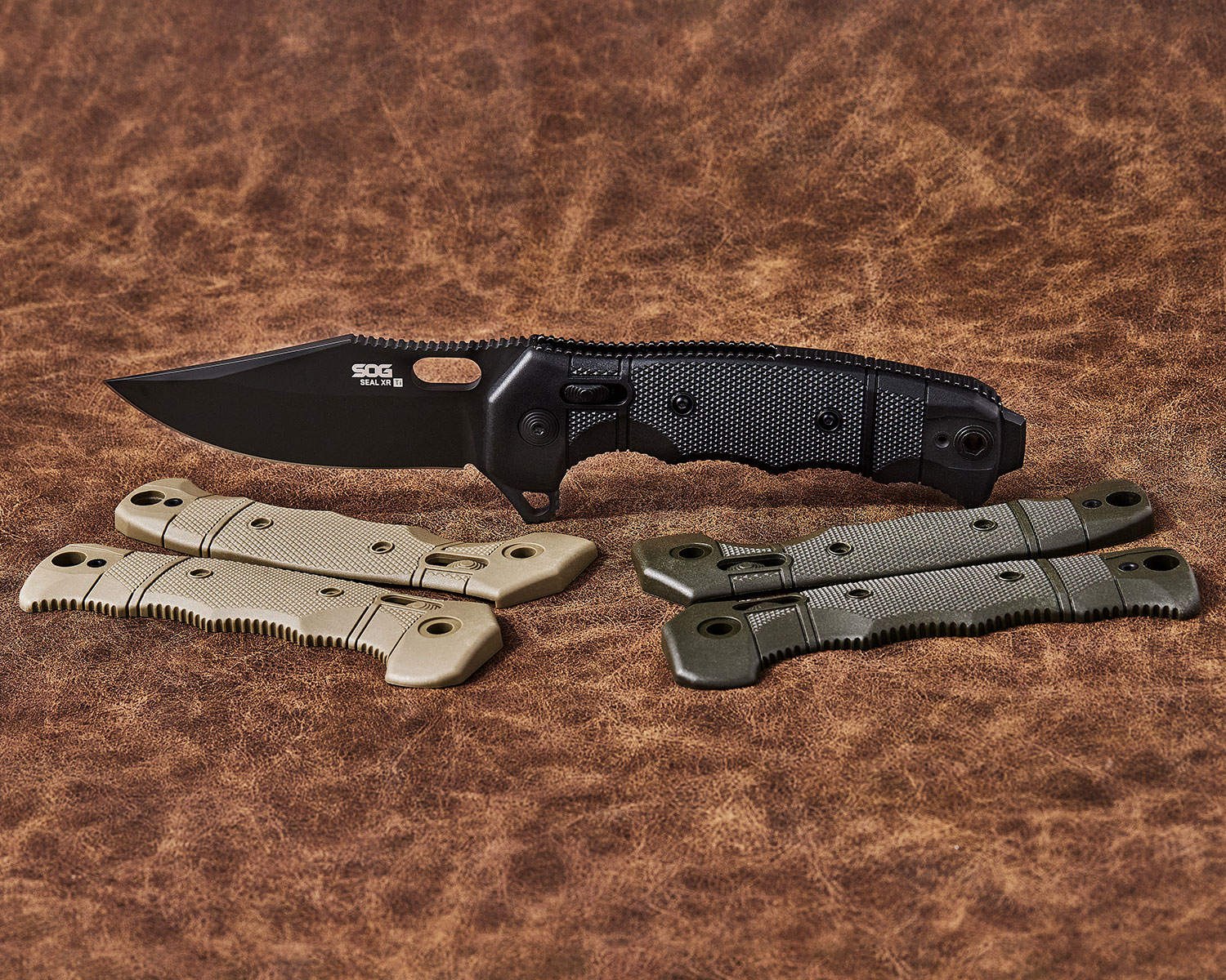 SOG SEAL XR Ti Crossbar Lock Flipper Knife 3.9" CPM-MagnaCut Black TiNi Clip Point Blade, Black ...