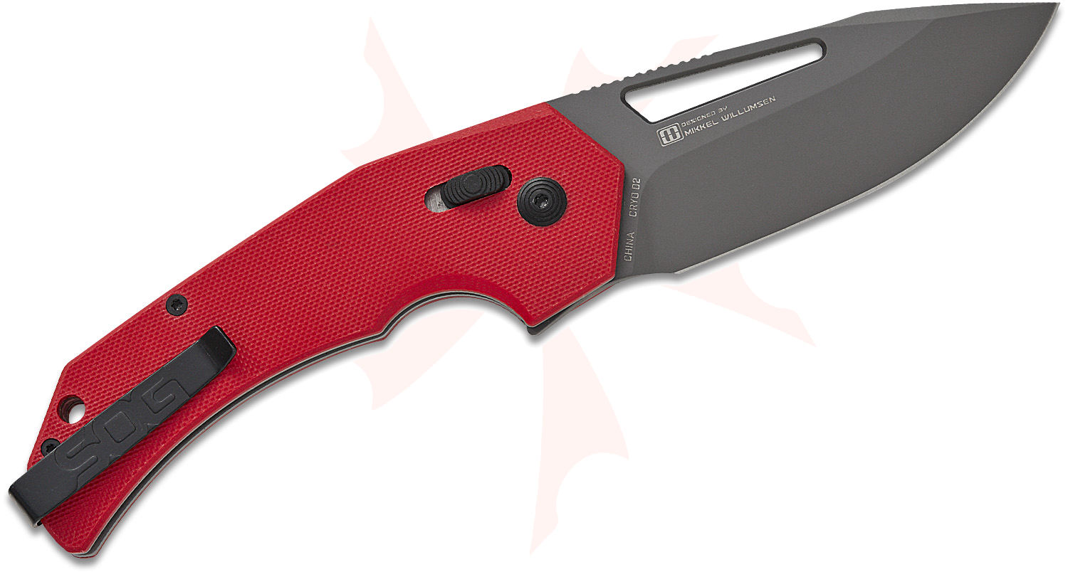 SOG Mikkel Willumsen Prohen XR Lock Flipper Knife 3.35" Gray D2 Drop ...