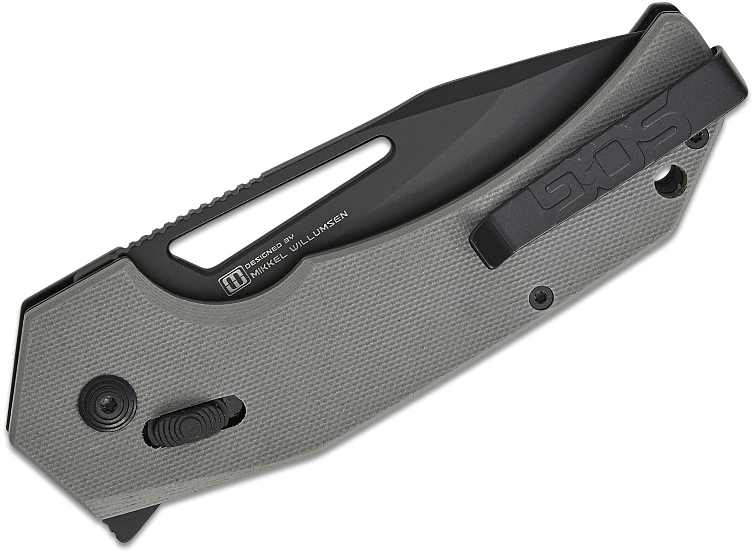 SOG Mikkel Willumsen Prohen XR Lock Flipper Knife 3.35" Black D2 Drop ...