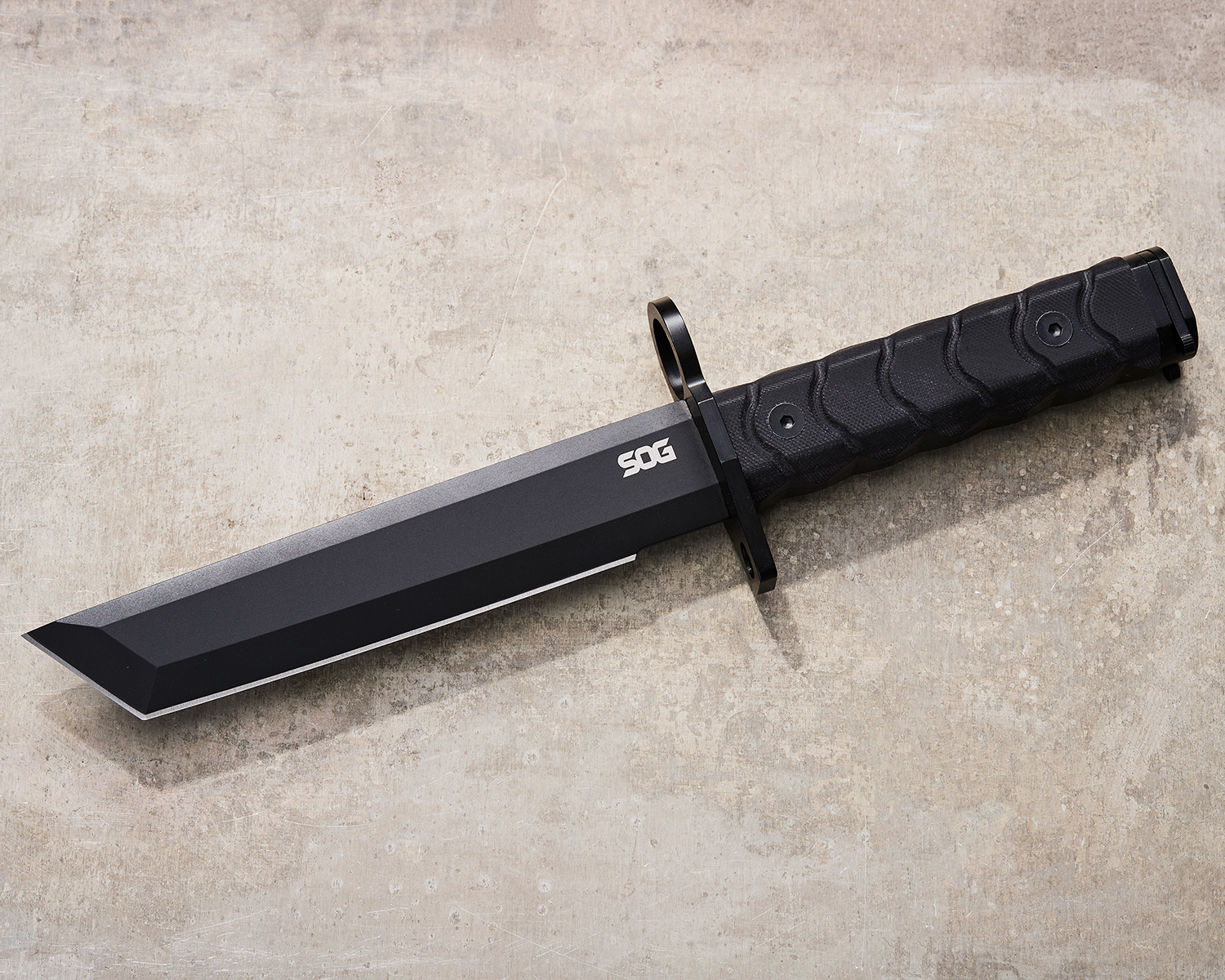 SOG BAR15T Bayonet Fixed Blade Knife 7.1" Black PVD Tanto Blade, Black ...