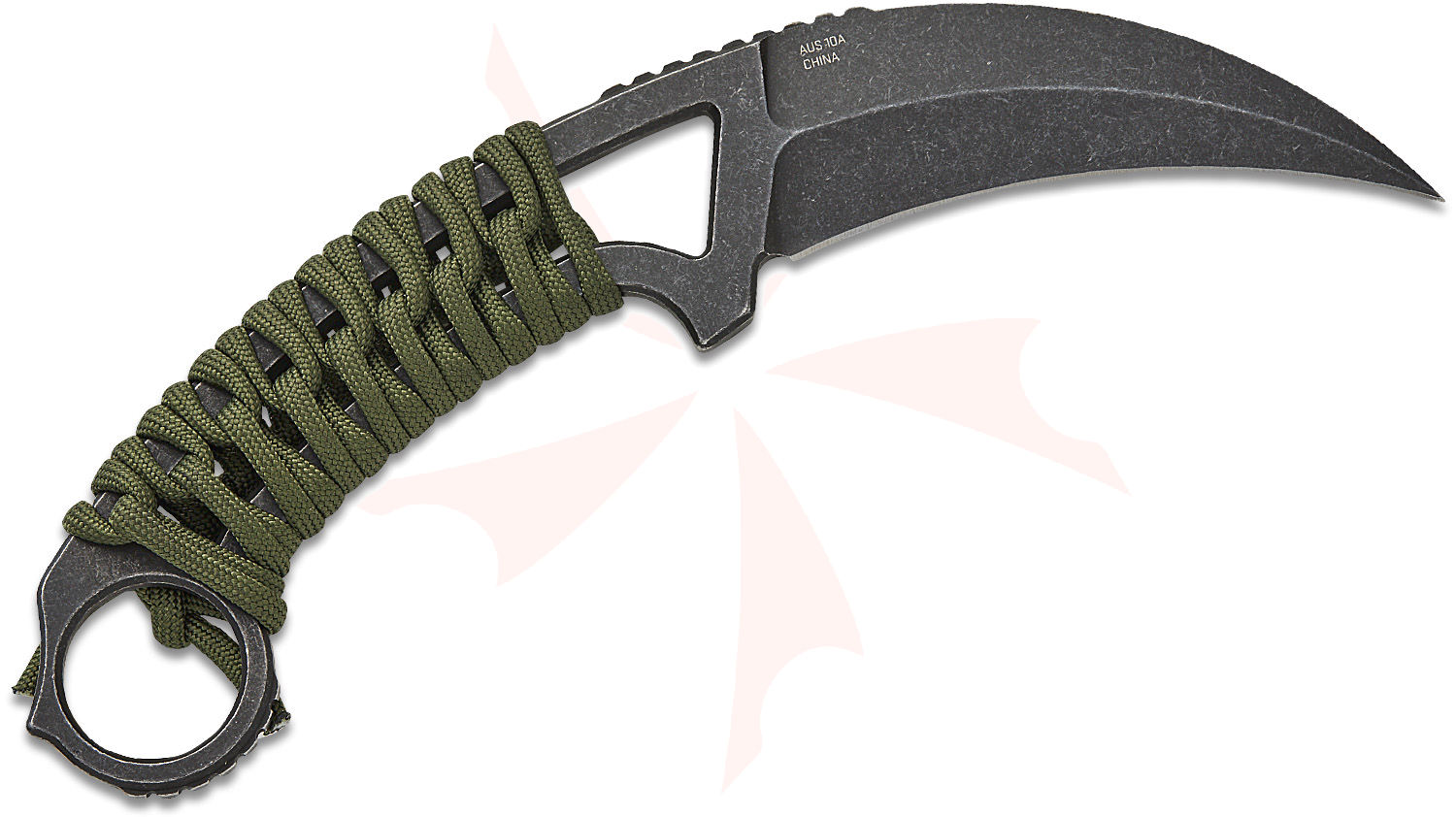 SOG Gambit XL Karambit Fixed 4" AUS-10A Black Stonewashed Hawkbill ...