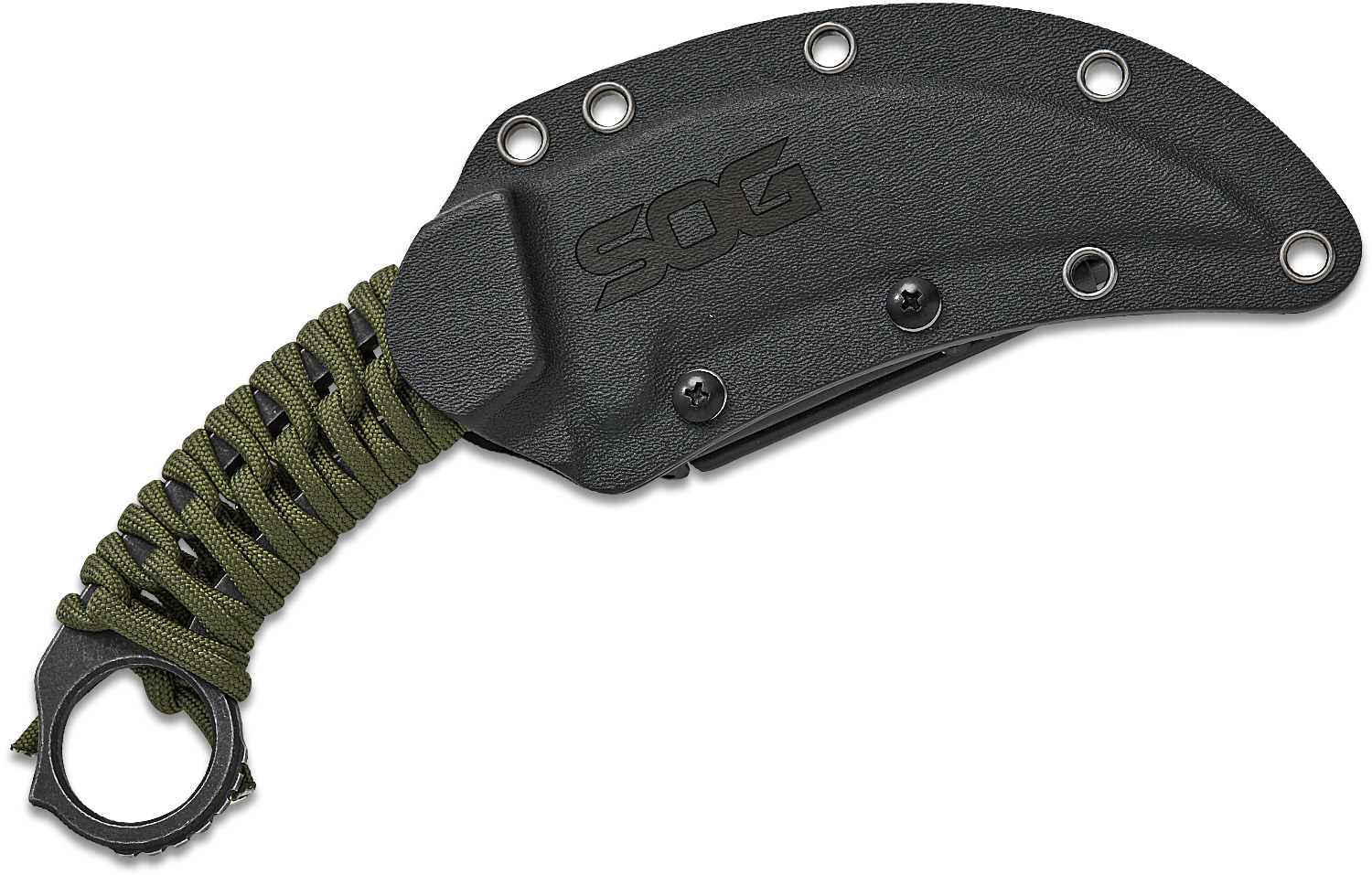 SOG Gambit XL Karambit Fixed 4" AUS-10A Black Stonewashed Hawkbill ...