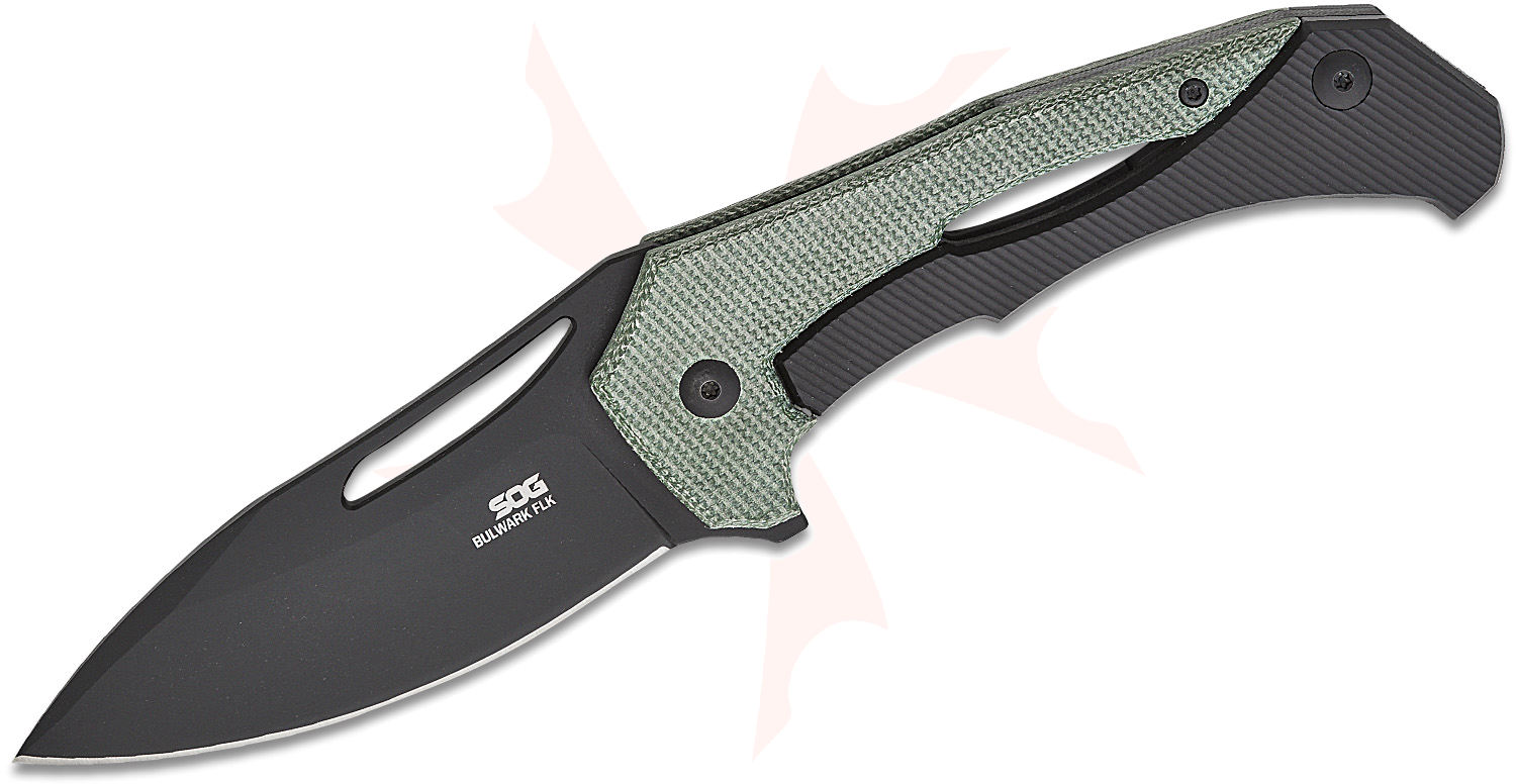 SOG Mikkel Willumsen Bulwark FLK Flipper Knife 3.58" D2 Black Drop ...