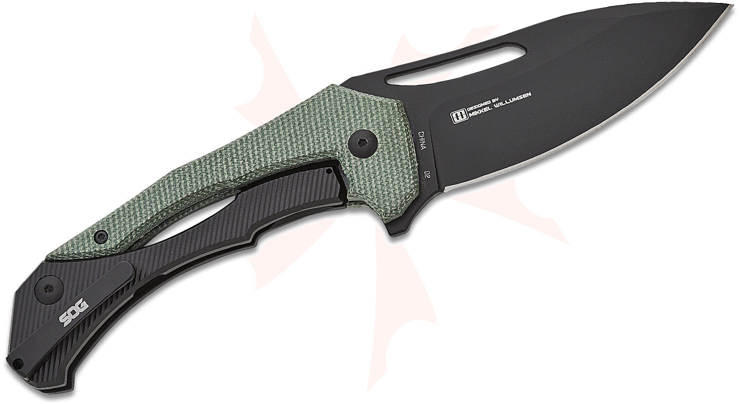 SOG Mikkel Willumsen Bulwark FLK Flipper Knife 3.58" D2 Black Drop ...